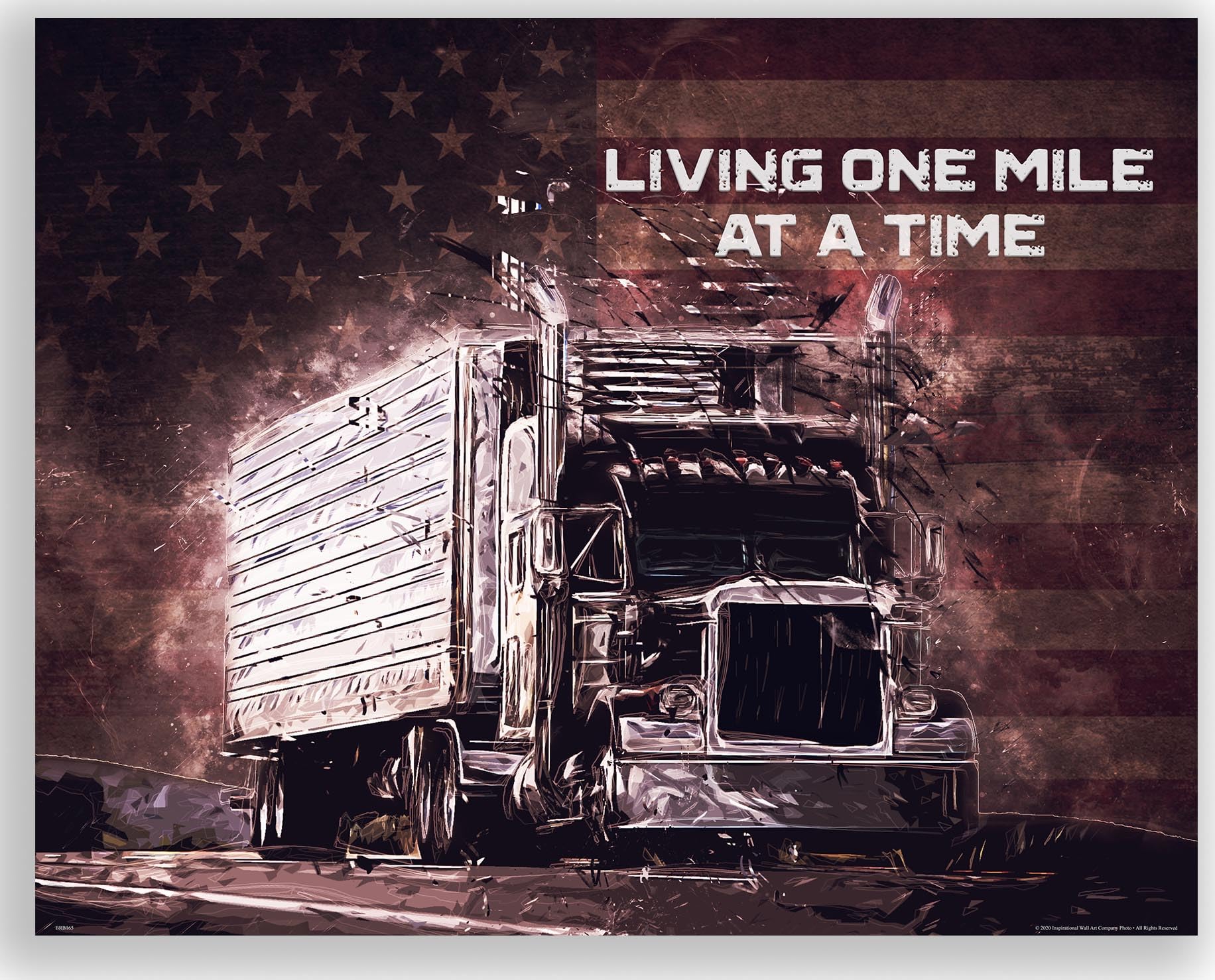 Amazon.com: Inspirational Wall Art Co. - One Mile - Semi Truck ...