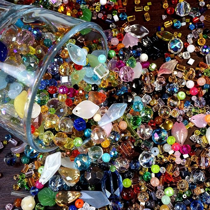 Amazon.com: Crystal Beads for Jewelry Making, Mix Assorted Glass Beads ...