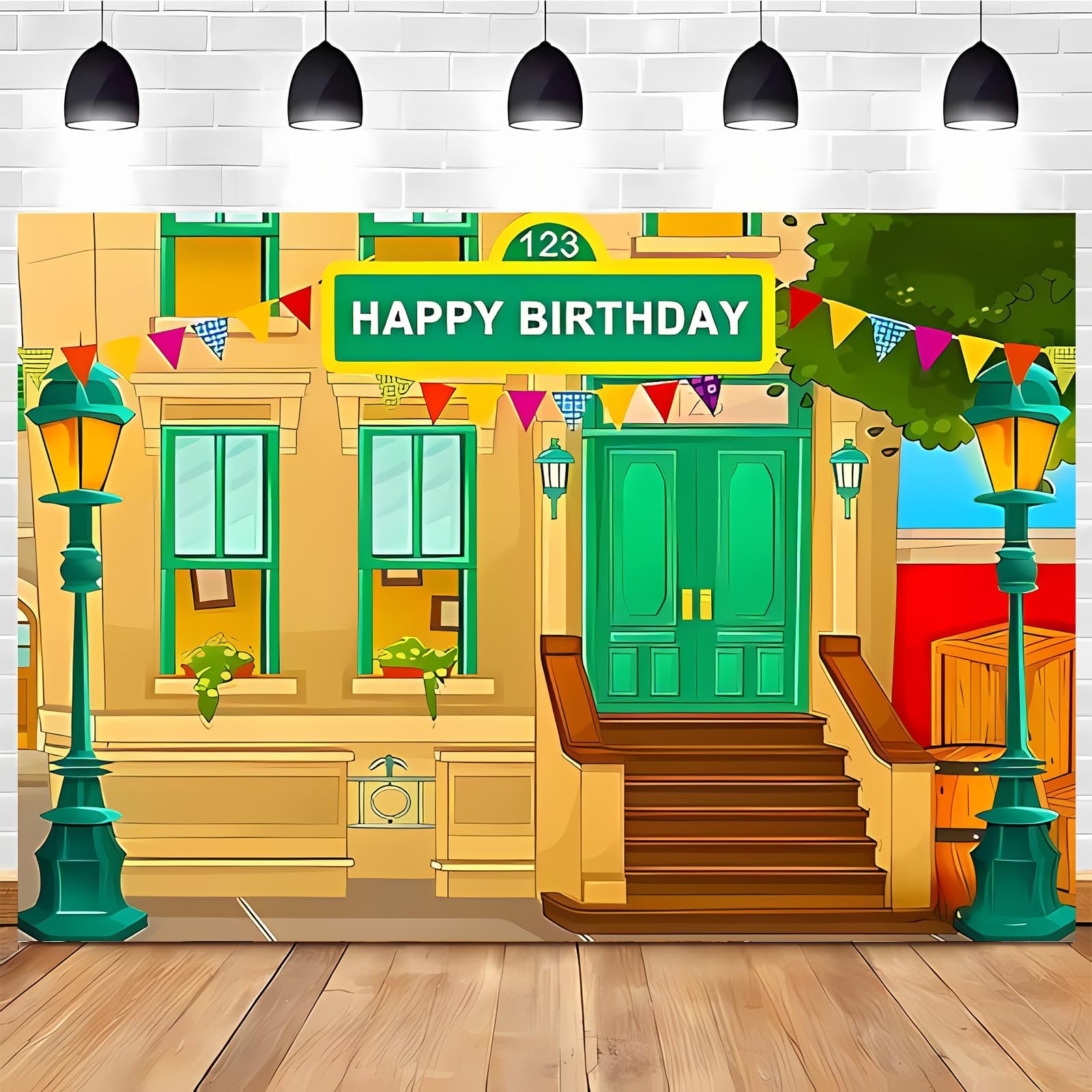 Amazon.com : LKKVGA Photography Backdrop Happy Birthday Cartoon Street ...