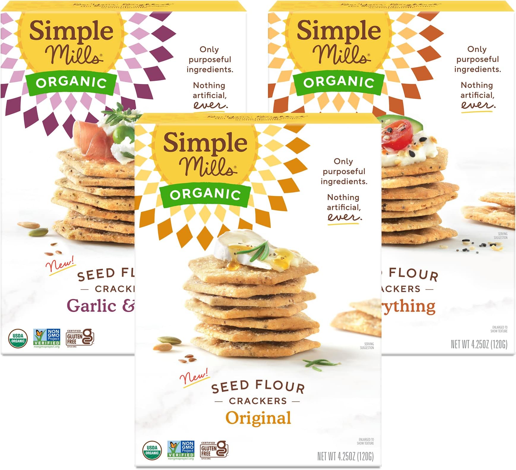 Amazon.com: Simple Mills Organic Seed Crackers Variety Pack (Original ...