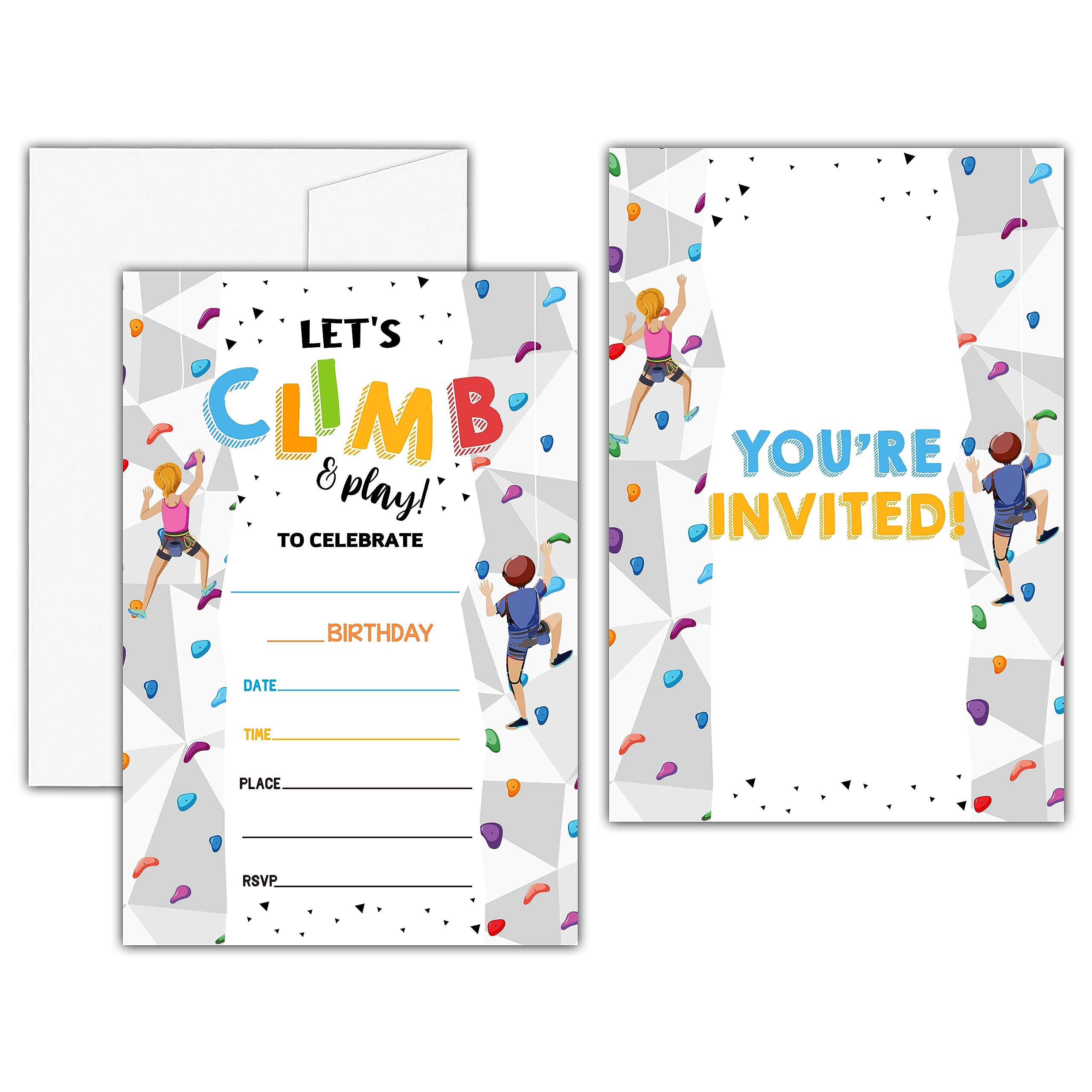 Amazon.com : KFNER Rock Climbing Birthday Invitations, Climber Birthday ...