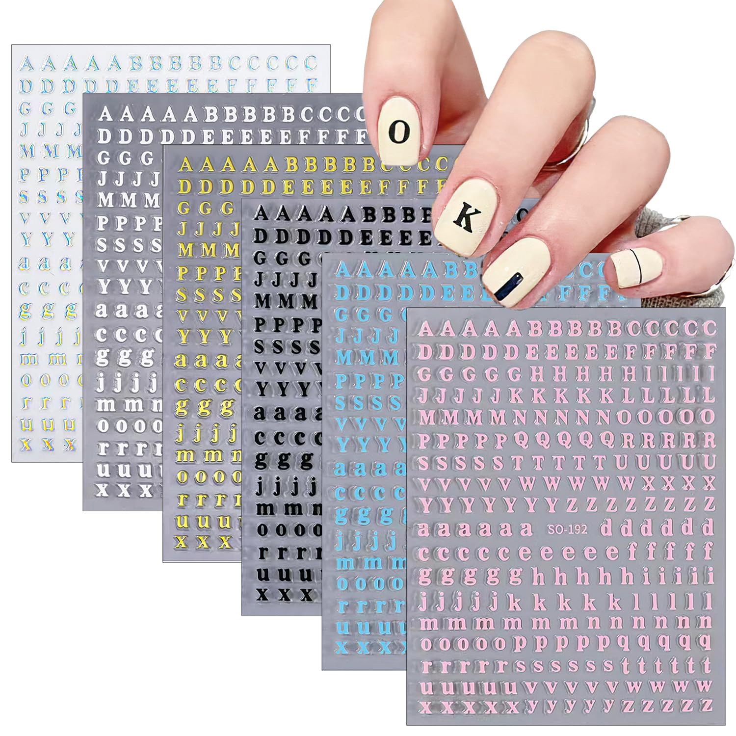 Amazon.com: CHANGAR Letter Nail Stickers for Nail Art，English Alphabet ...