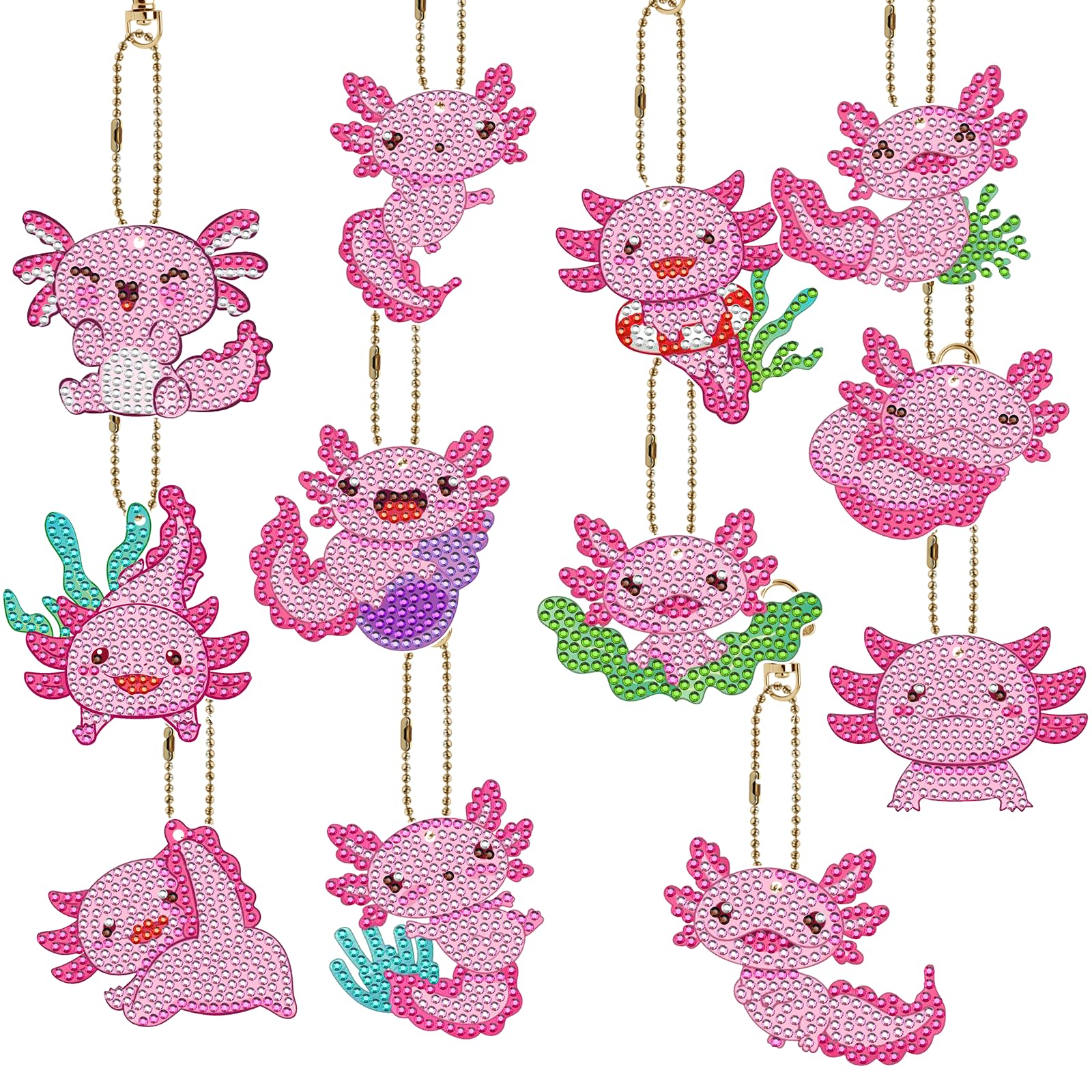 Amazon.com: Keluna Diamond Art Keychains Axolotl - 12 Pcs Cute Animal ...