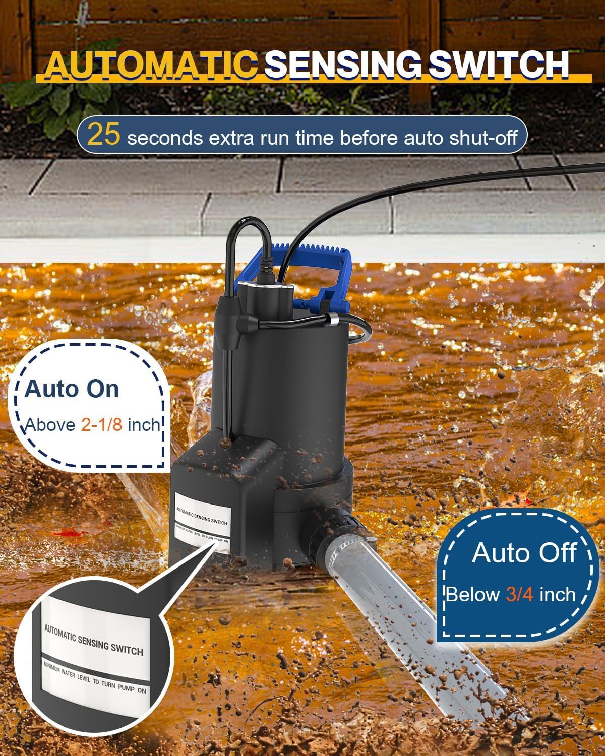 Snapklik.com : 1 HP Automatic Submersible Sump Pump, 3000 GPH Water ...