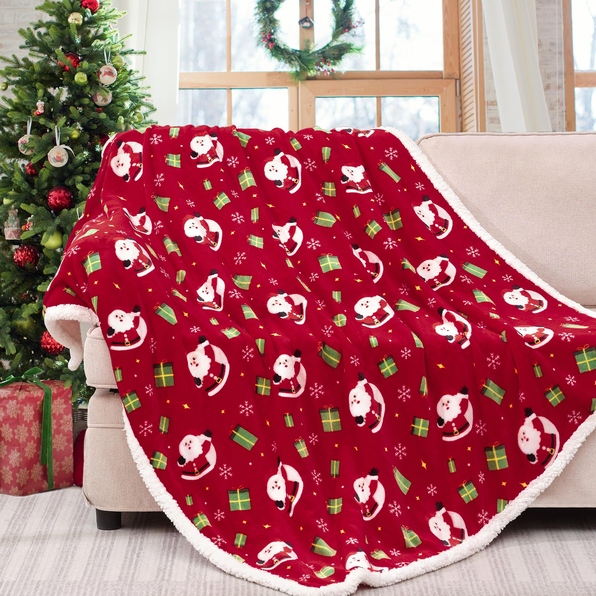Amazon.com: ROMROL Red Christmas Sherpa Throw Blanket Super Soft ...