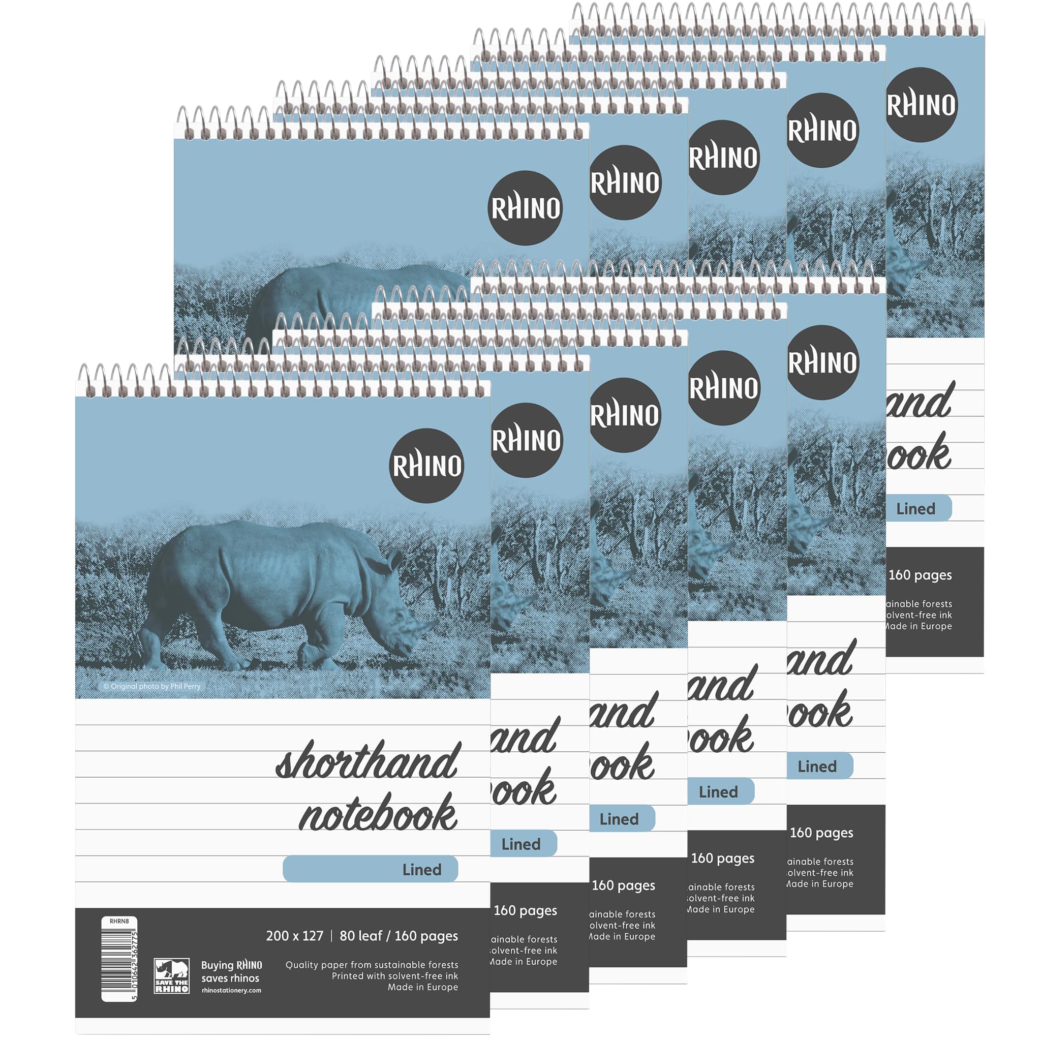 Rhino Shorthand Notebook, 160 Page / 8mm Lined Notepad, 10 Pack ...