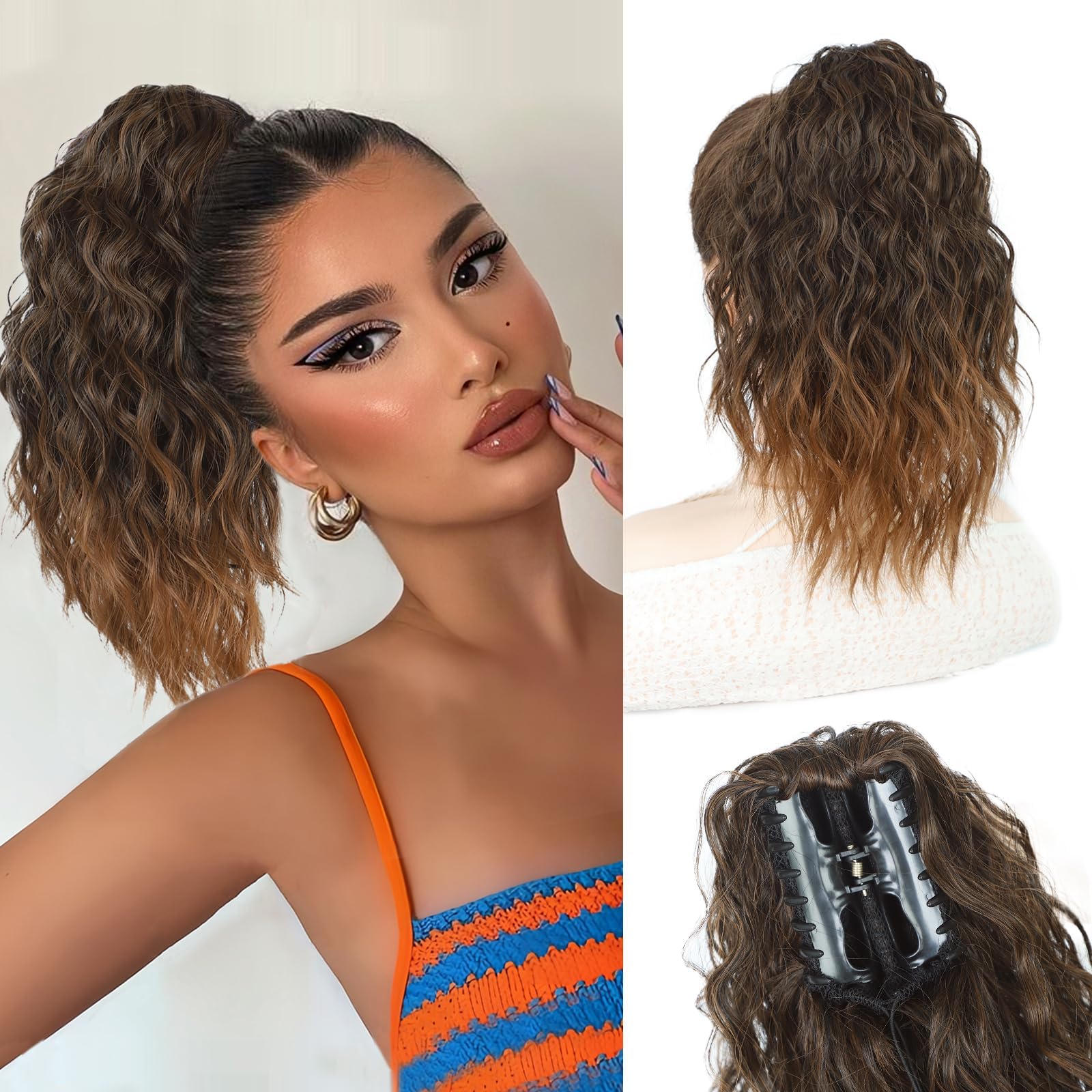 Amazon.com : Megito Long Wavy 18inch Strawberry Blonde Hair Topper with ...