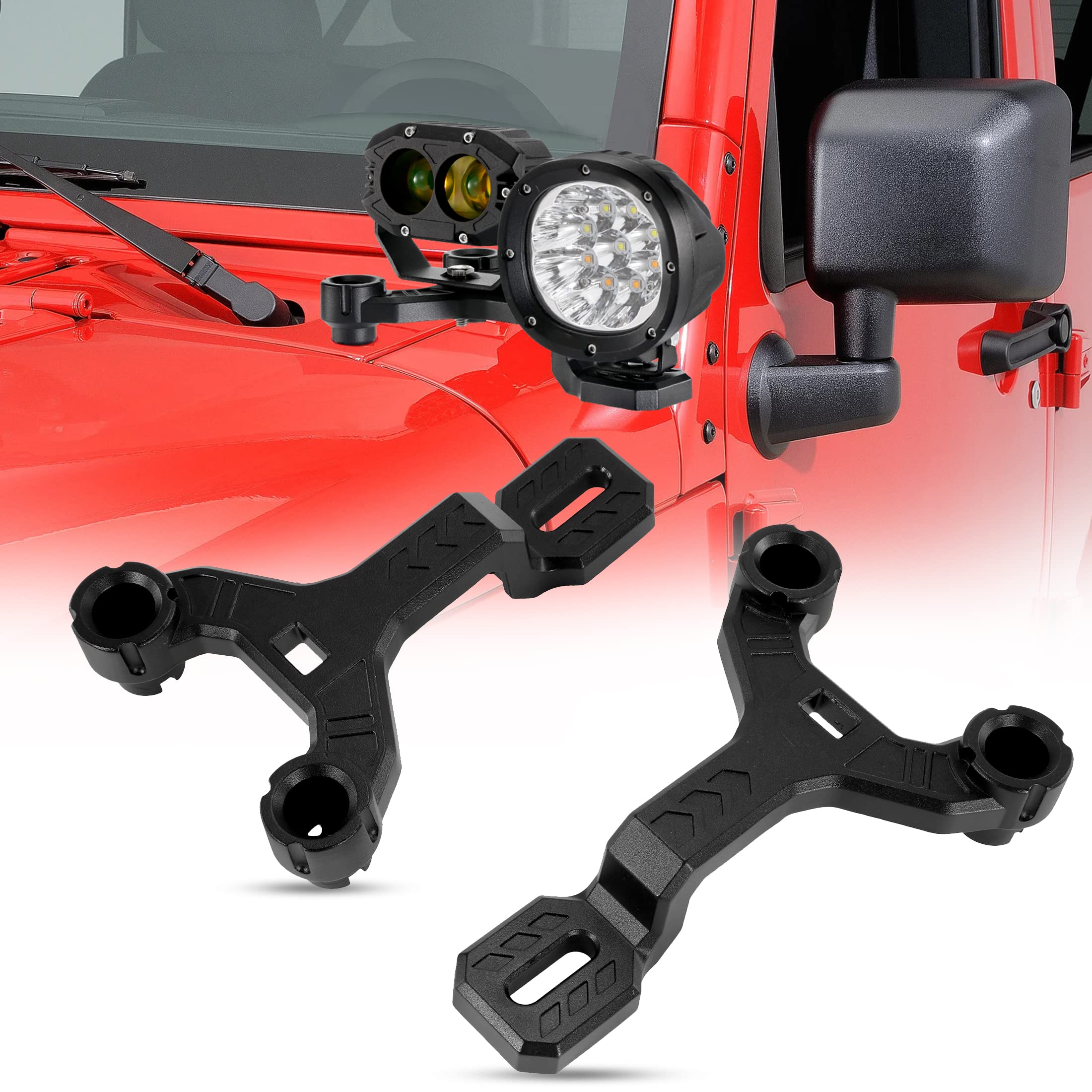 Snapklik.com : AUXMART Dual A-Pillar Brackets Mount, Windshield LED ...