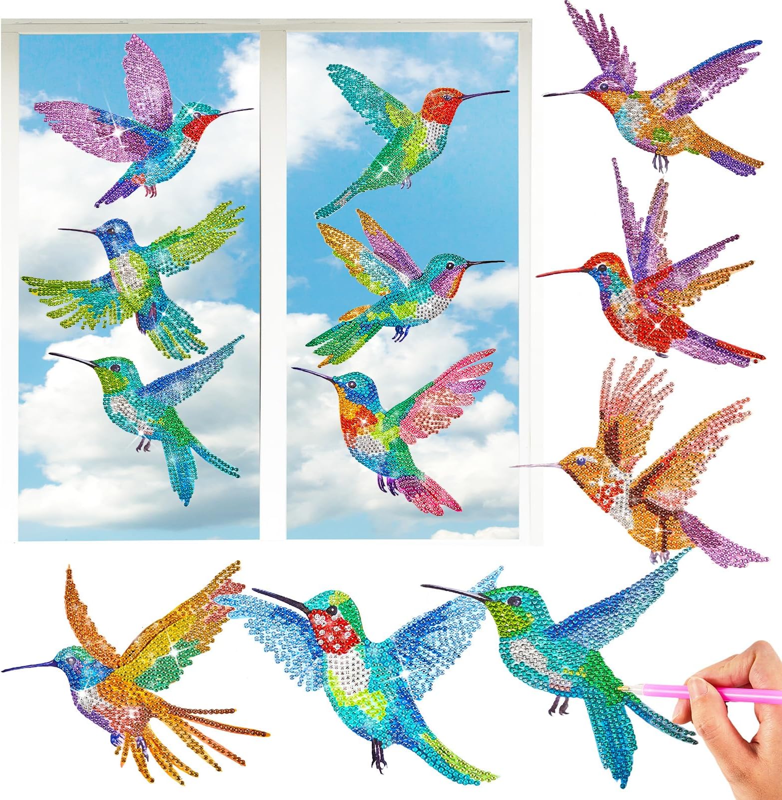 Amazon.com: Fumwase 6 Pcs 5D Hummingbird Diamond Art Painting Wind ...