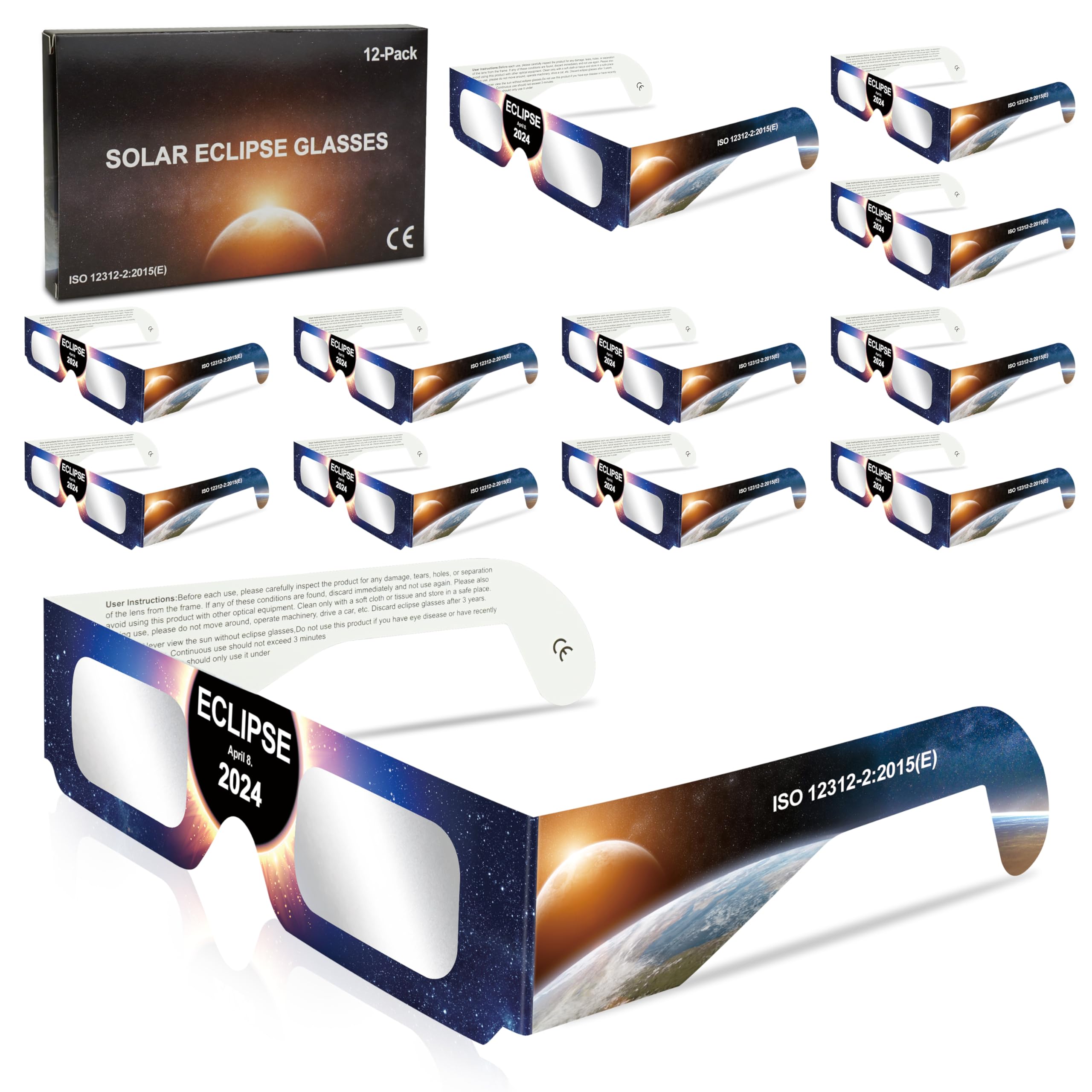 Snapklik.com : Sngeirkn Solar Eclipse Glasses AAS Approved 2024, 12 Pack Solar Eclipse Glasses ...
