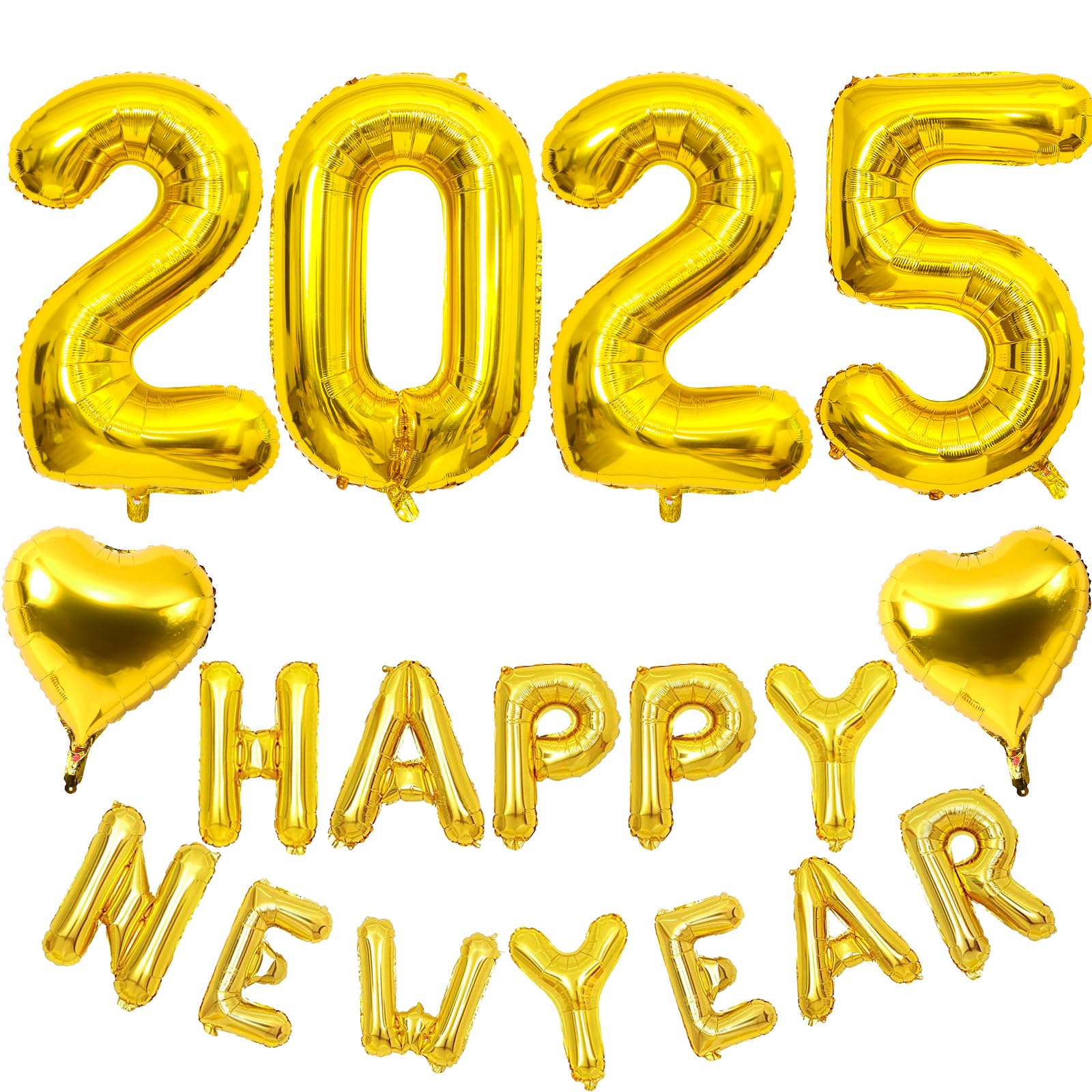 Happy New Year 2025 Decorations, 32 Inch Gold Happy New Year Letters ...