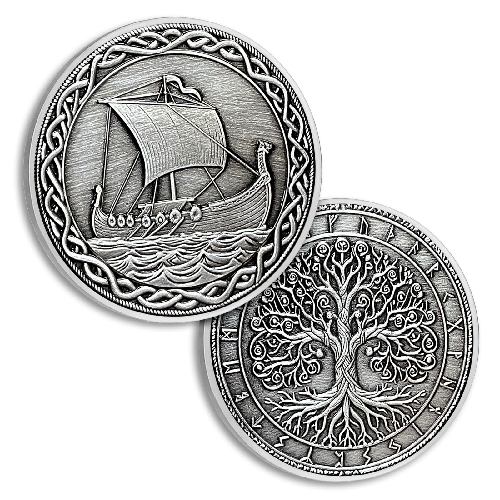 Viking Ship Coin Yggdrasil Viking Symbol Coin Viking Knot Challenge ...