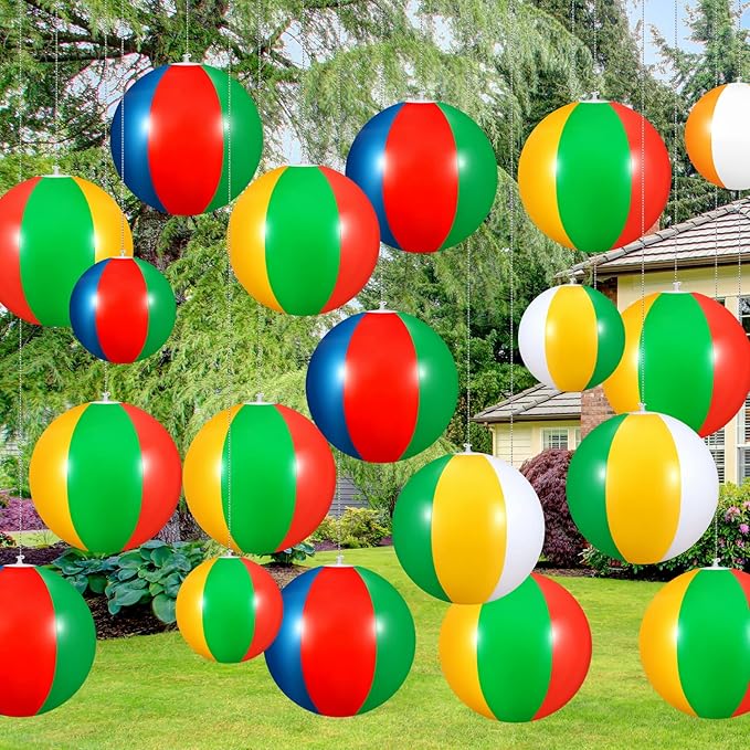 Amazon.com: Chitidr 20 Pieces Beach Ball Hanging Decorations 12 Inch 20 ...