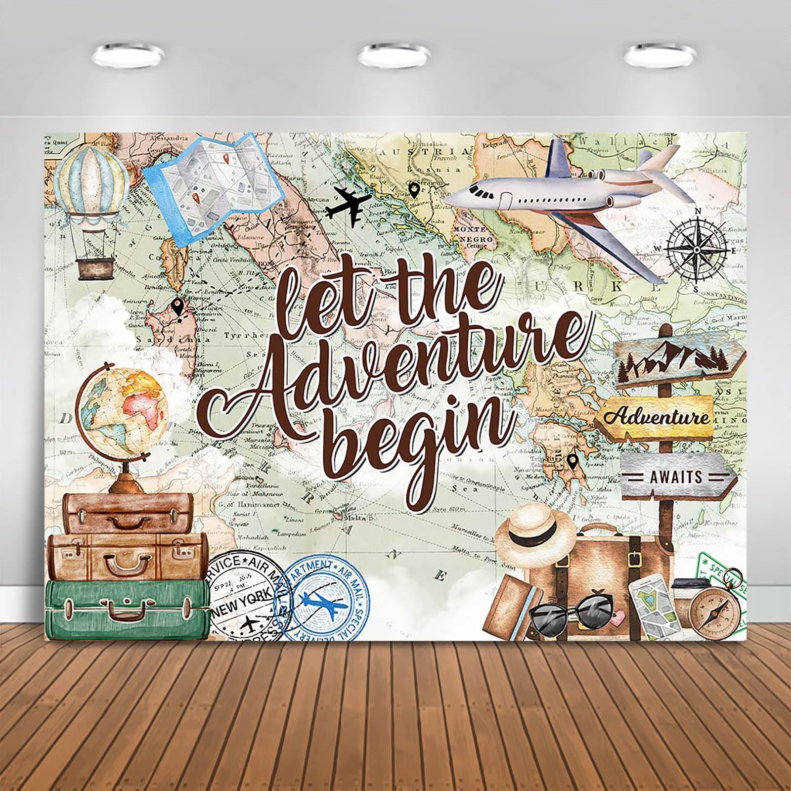 Amazon.com : MEHOFOTO Adventure Awaits Travel Boy Baby Shower Party ...