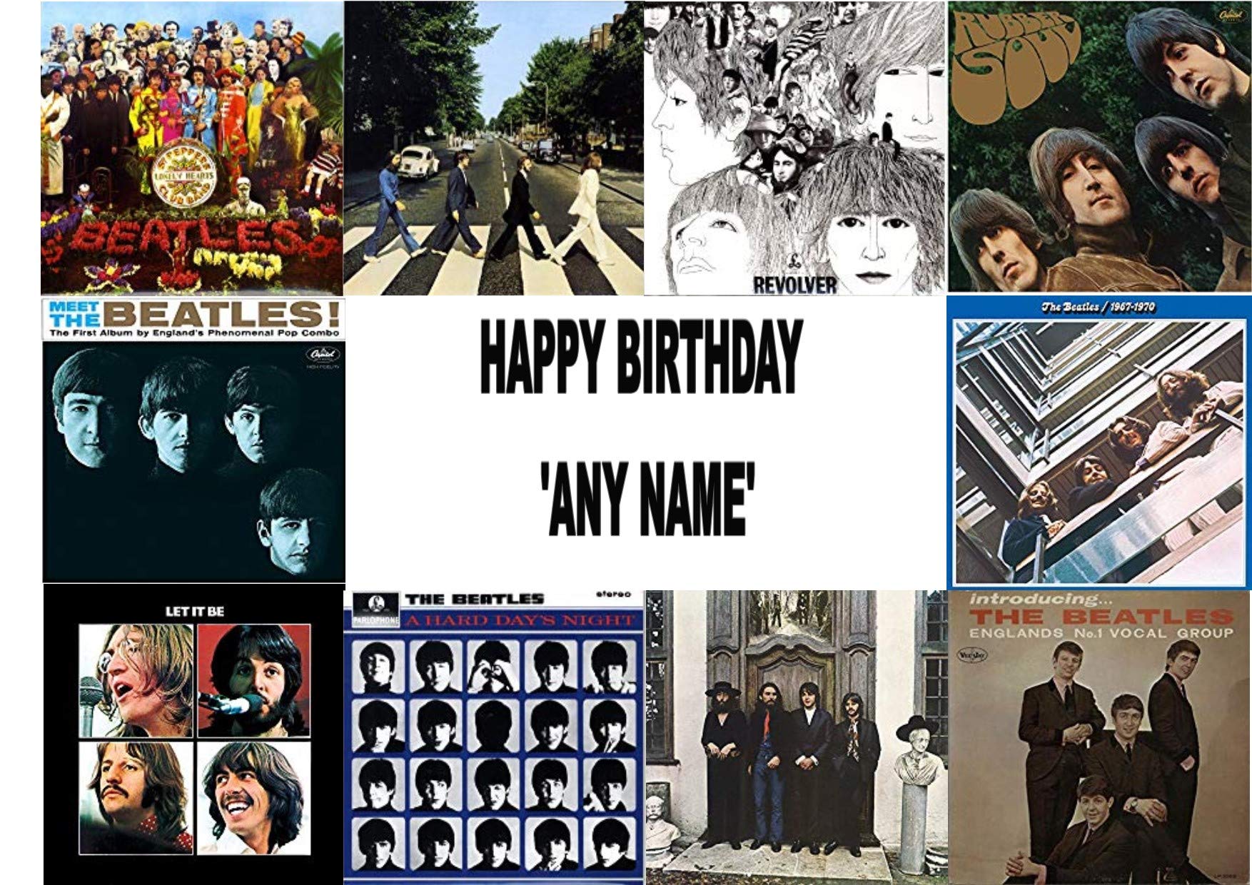 Buy Novelty Personalised Birthday Beatles Album Cover - 1 x A4 Premium ...