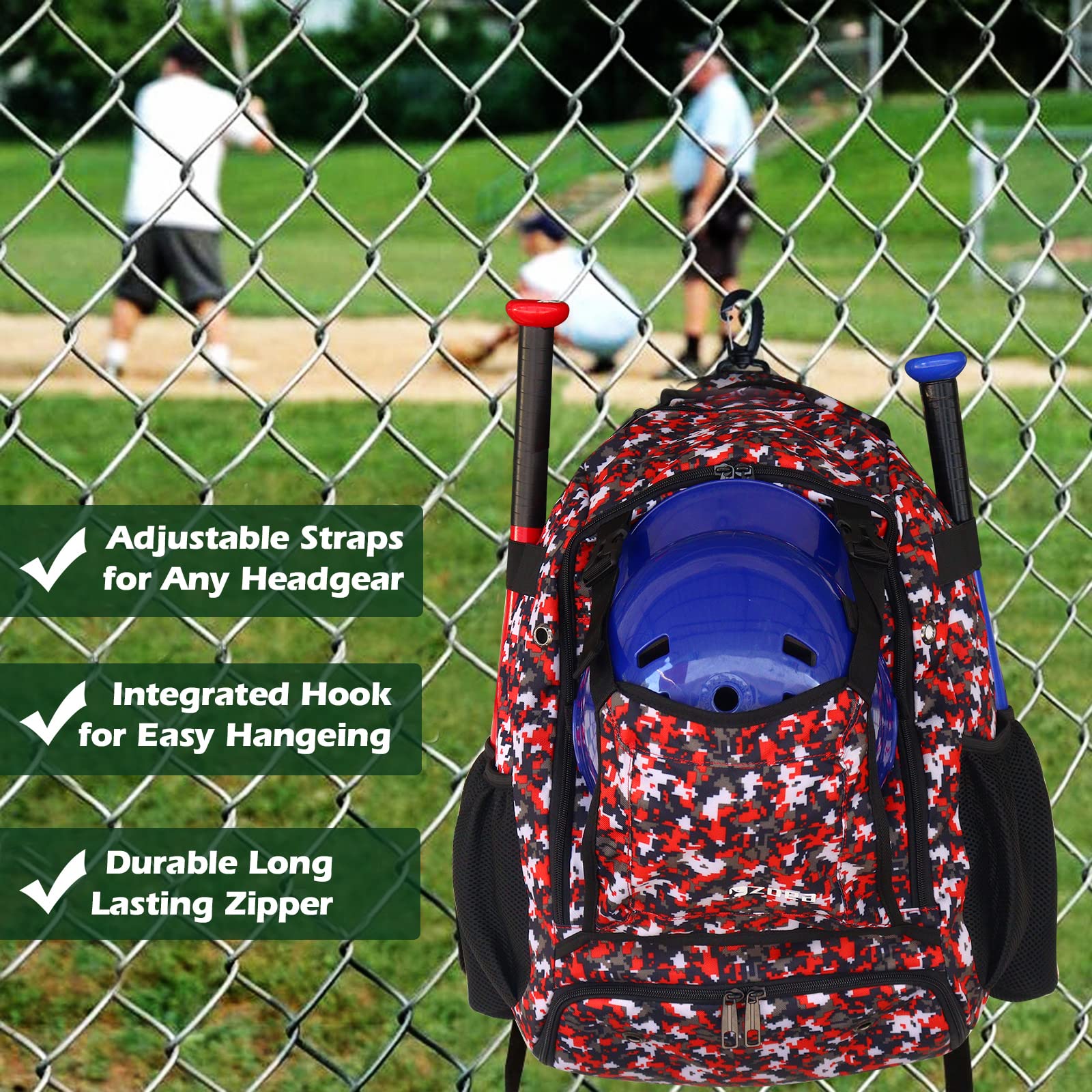 Snapklik.com : ZOEA Baseball Bat Bag Backpack, T-Ball & Softball ...