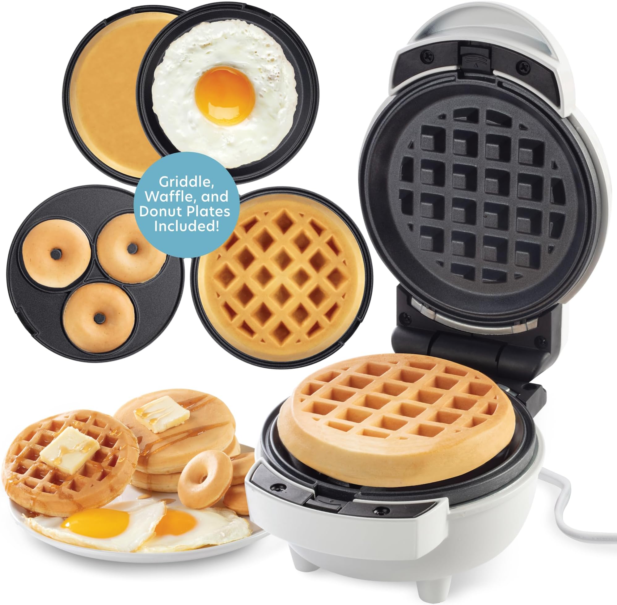 Amazon.com: Mini Waffle Maker with Removable Interchangeable Plates ...