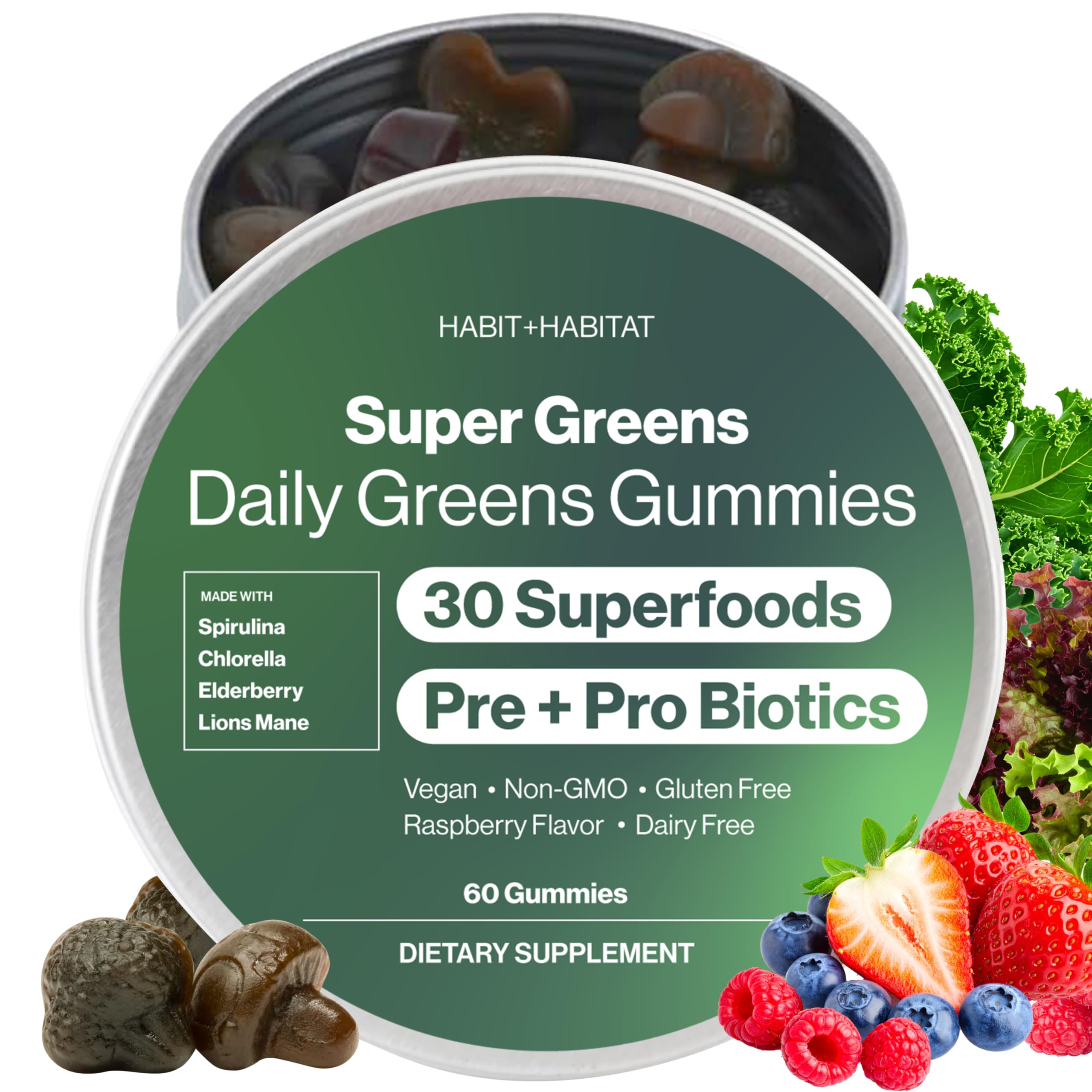 Snapklik.com : Habit + Habitat Daily Greens Plus Gummies - Superfood Blend