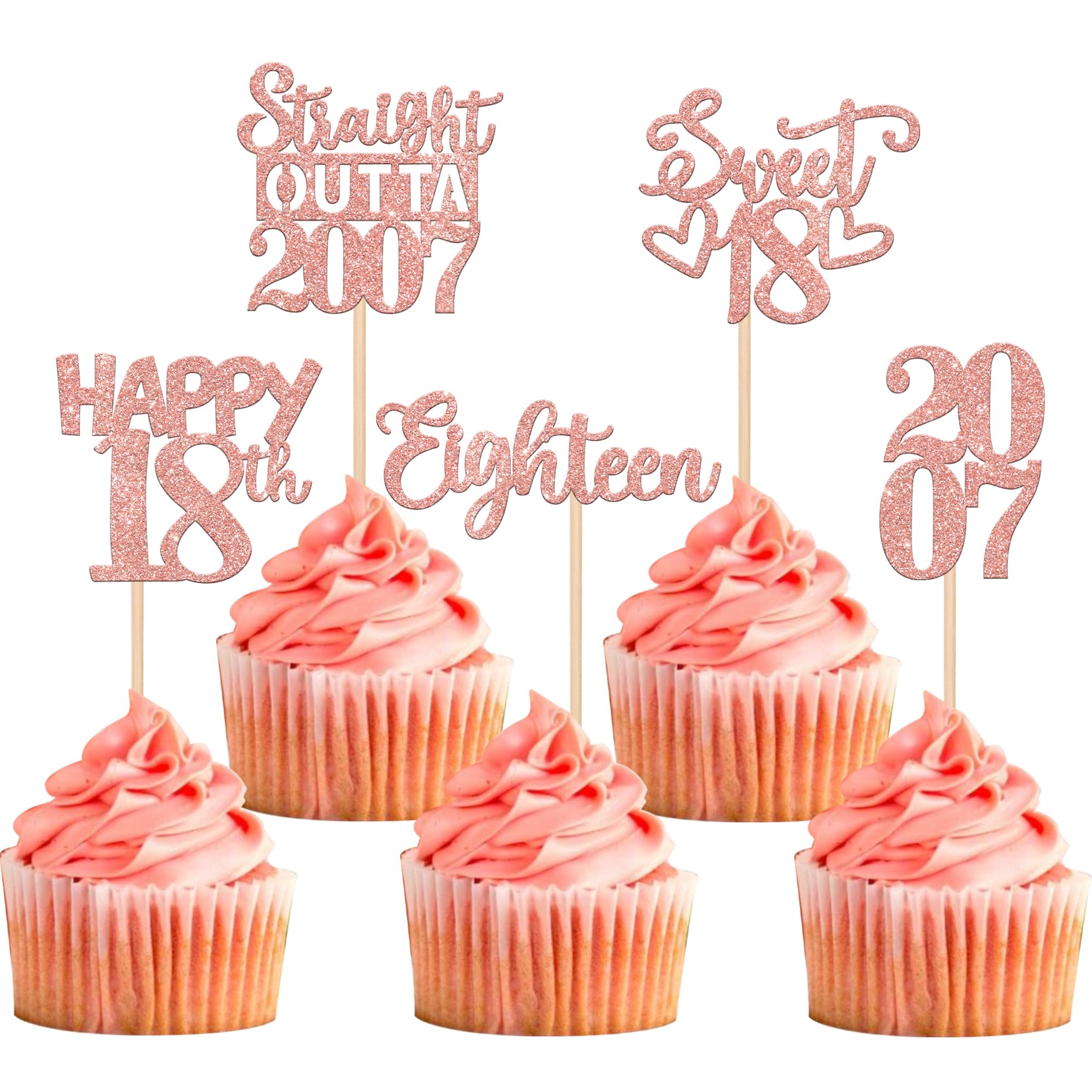 Amazon.com: 30PCS 18th Birthday Cupcake Toppers Glitter Eighteen Happy ...