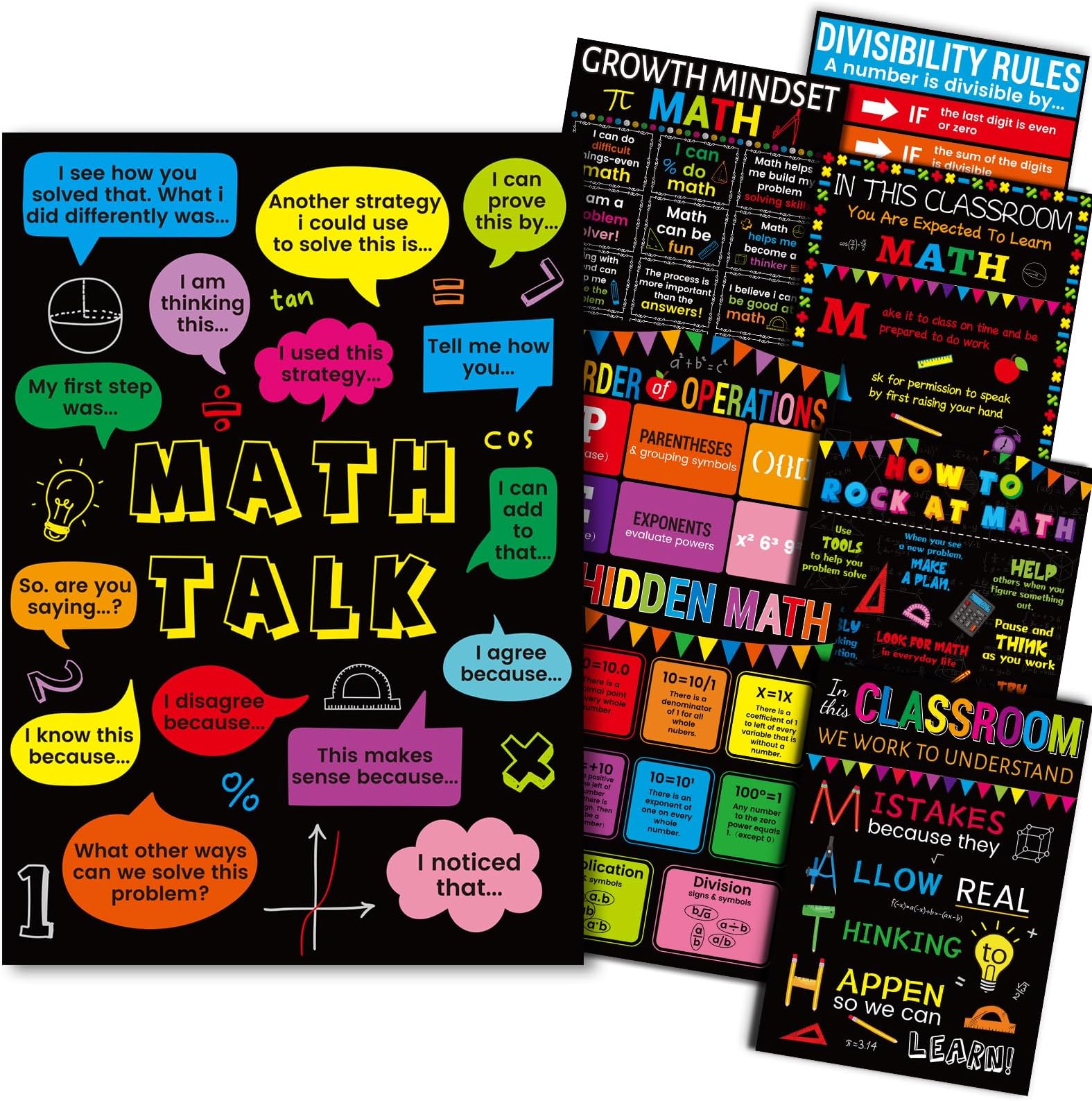 Amazon.com: Justforjoyful 79Pcs Math Classroom Bulletin Board ...