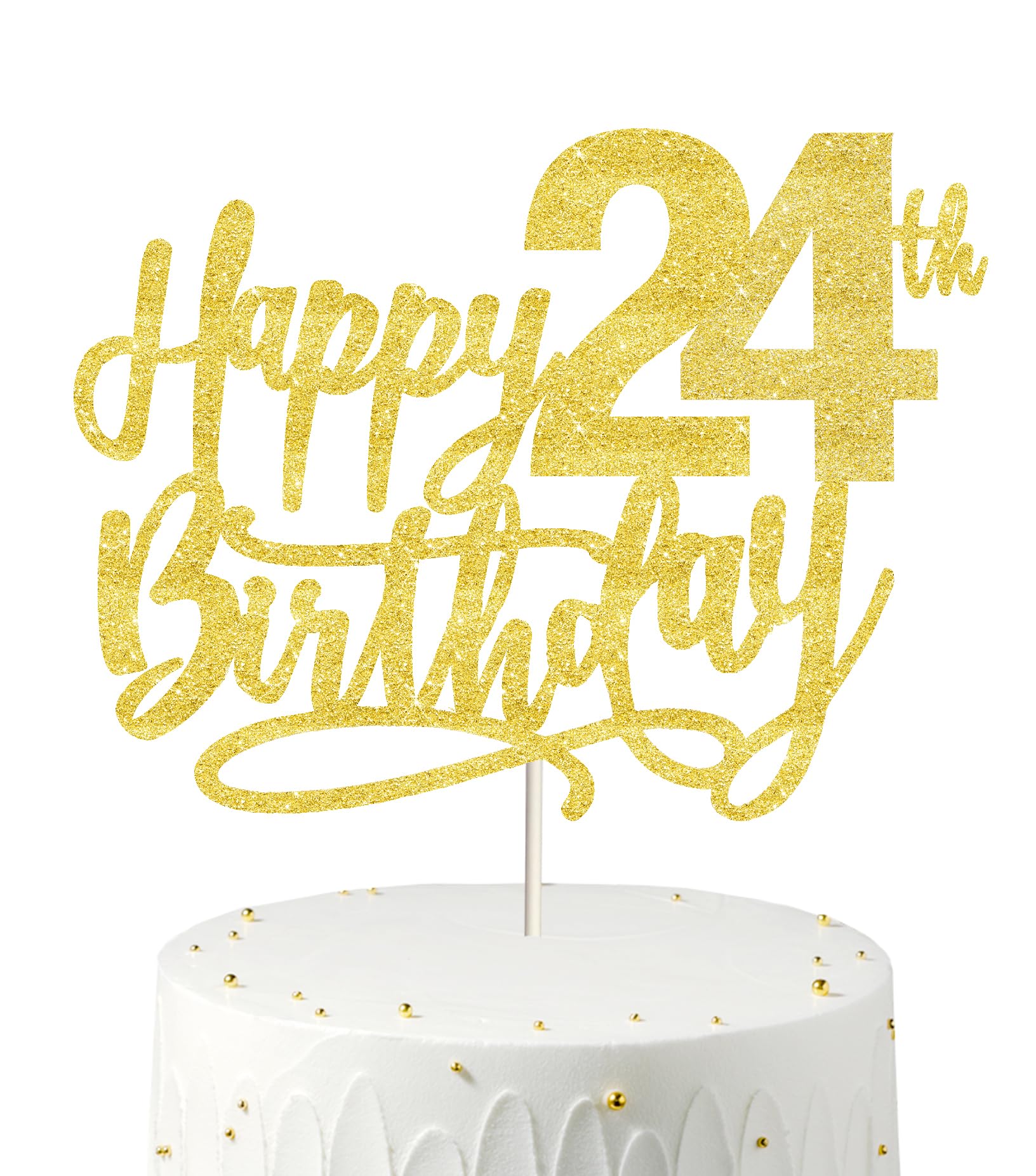 Snapklik.com : 24 Birthday Cake Toppers-Gold Glitter, Happy 24th Cake ...