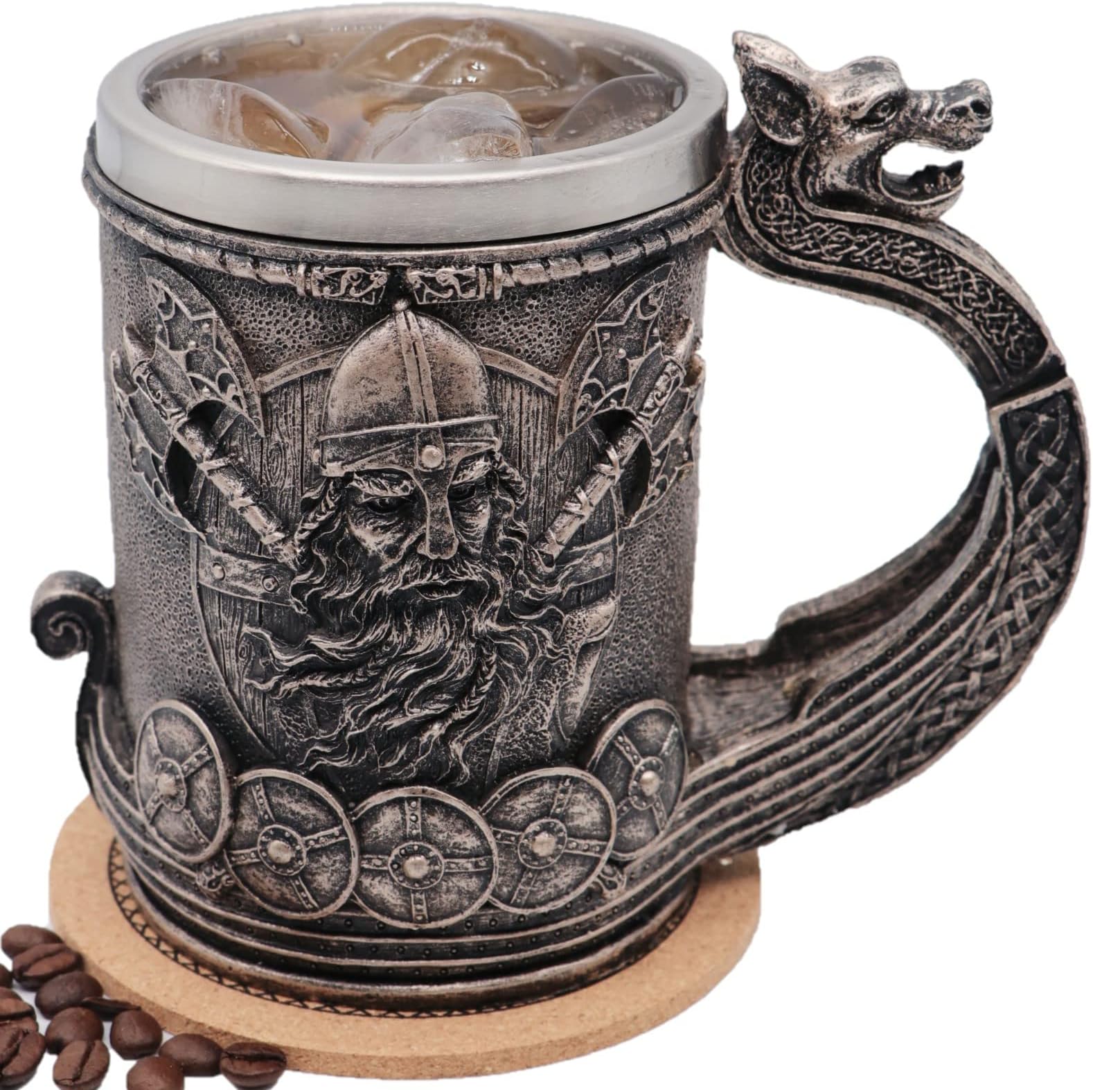Amazon.com | CHICVITA Viking Stainless Steel Skull Coffee Mug Viking ...
