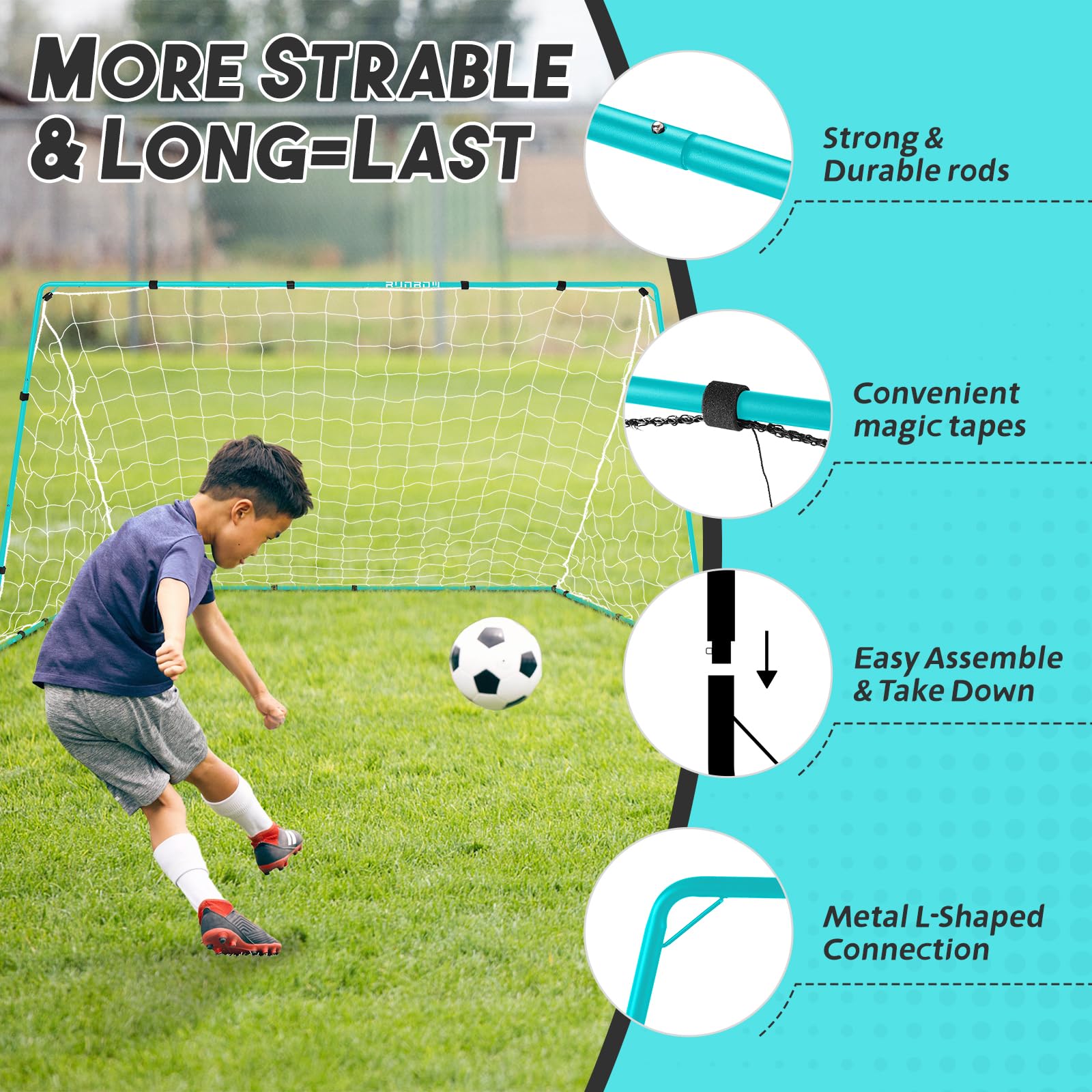 Snapklik.com : RUNBOW 6x4FT Portable Kids Soccer Goal For Backyard ...