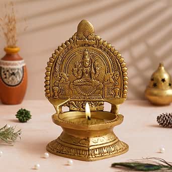Amazon.com: Shyam Antique Creation Brass Big Size Kamakshi Diya Deepak ...