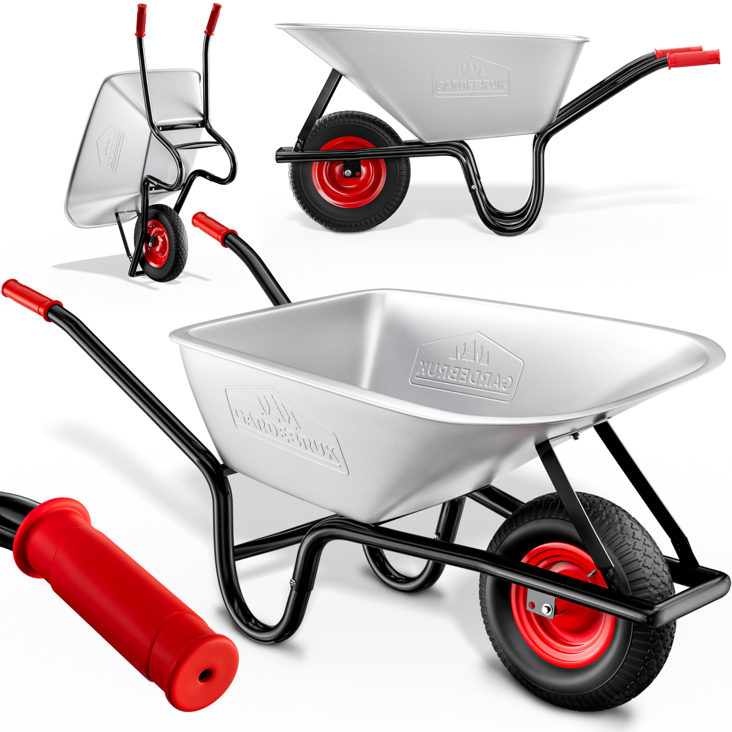 GARDEBRUK® Schubkarre 100 Liter bis 250kg Luftreifen mit Stahlfelge ...