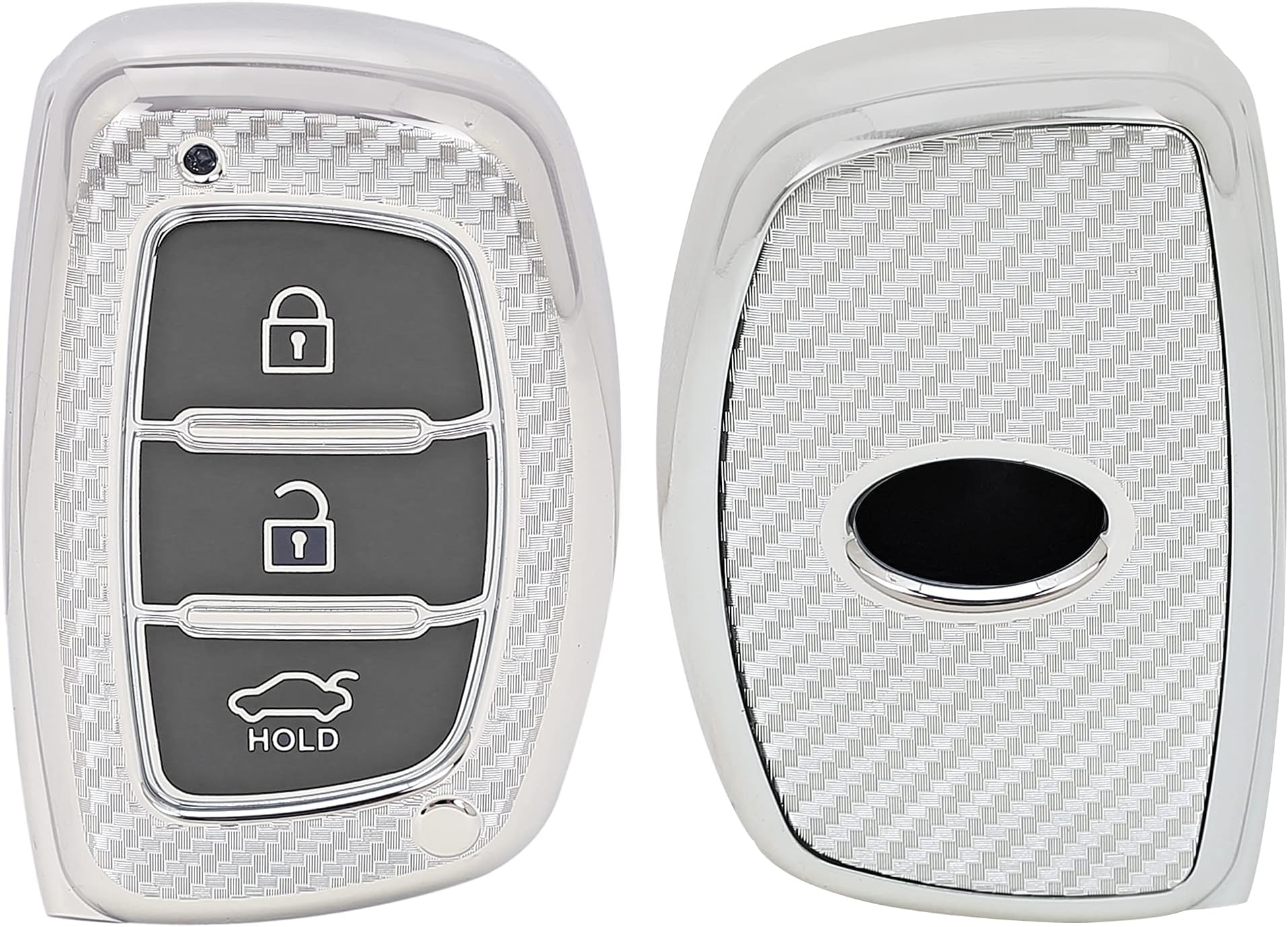 JVCV® Soft TPU Carbon Fiber Style Car Key Cover Compatible with Hyundai ...