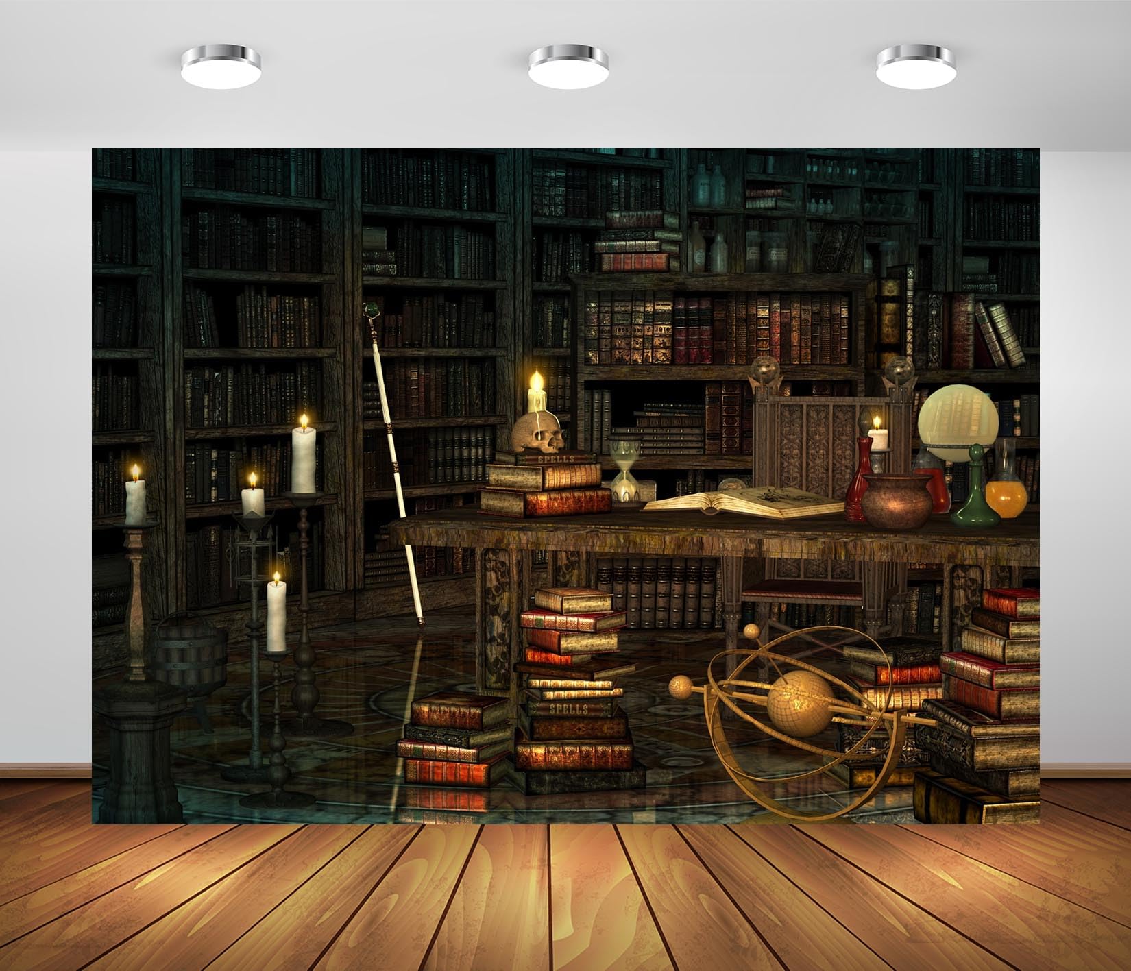Amazon.com : BELECO 8x6ft Fabric Wizard Study Room Backdrop Medieval ...