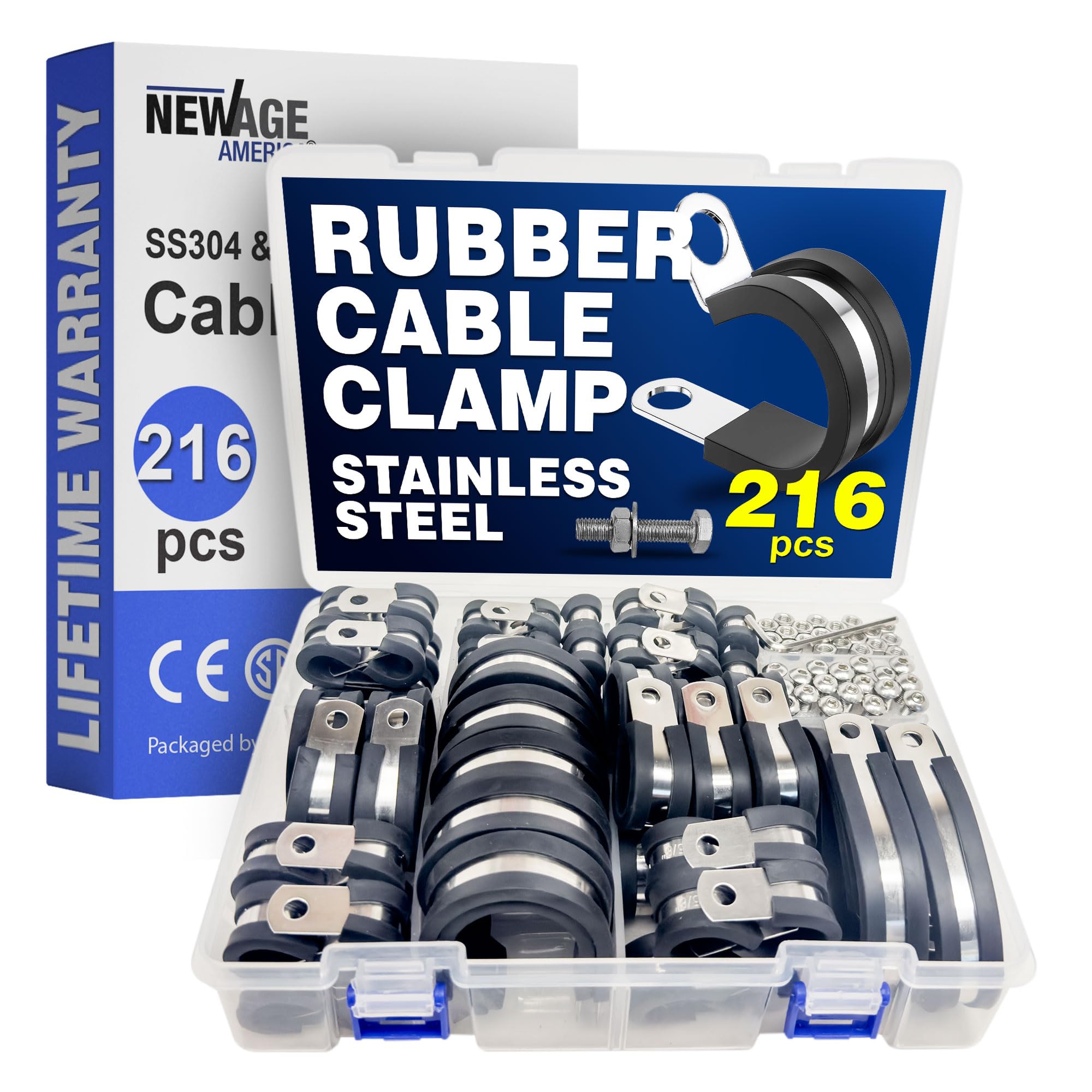 New Age America® 216pcs Cable Clamps & Bolts/Nuts/Washers/Allen Key ...