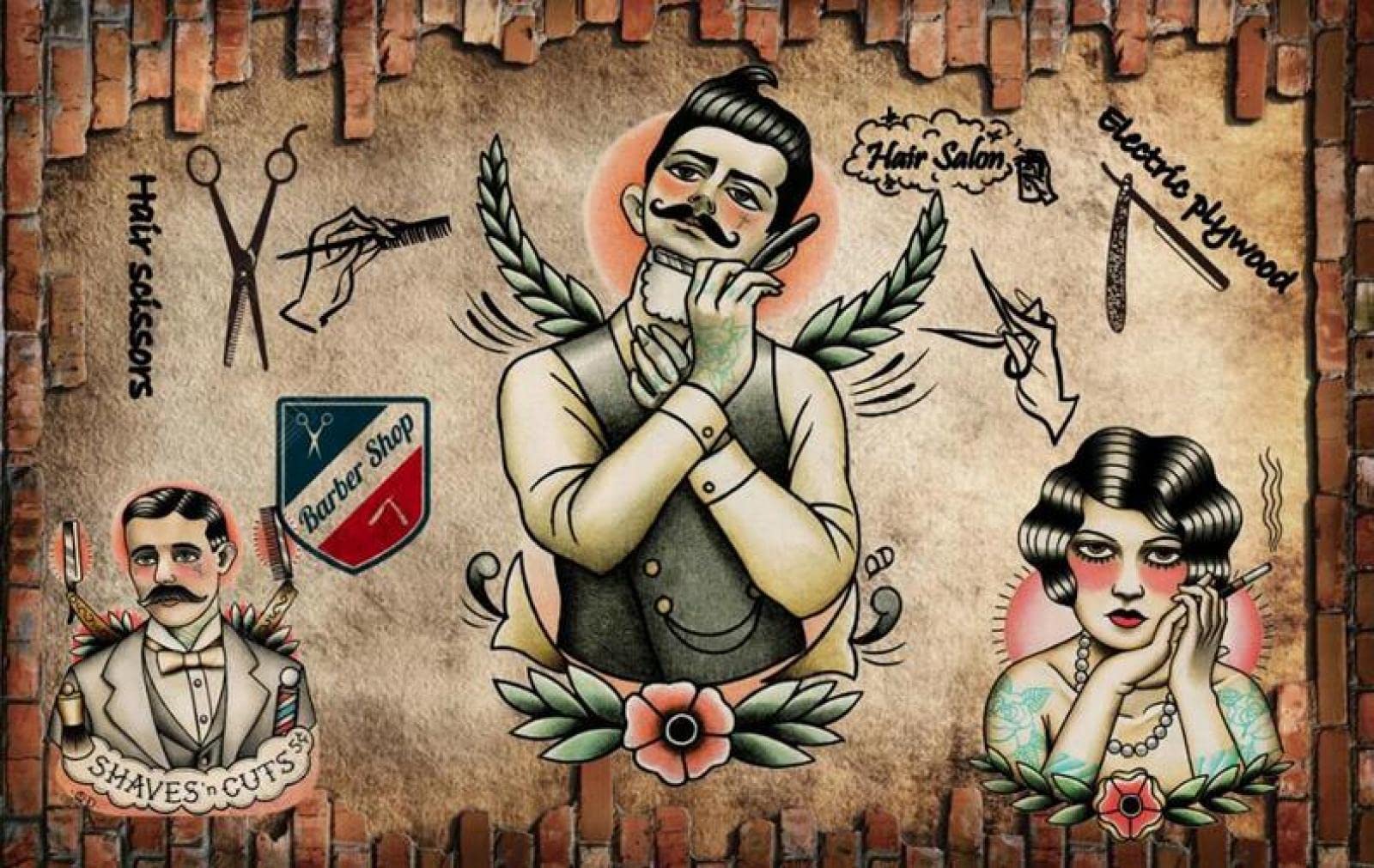 Barber Shop Tattoo Flash