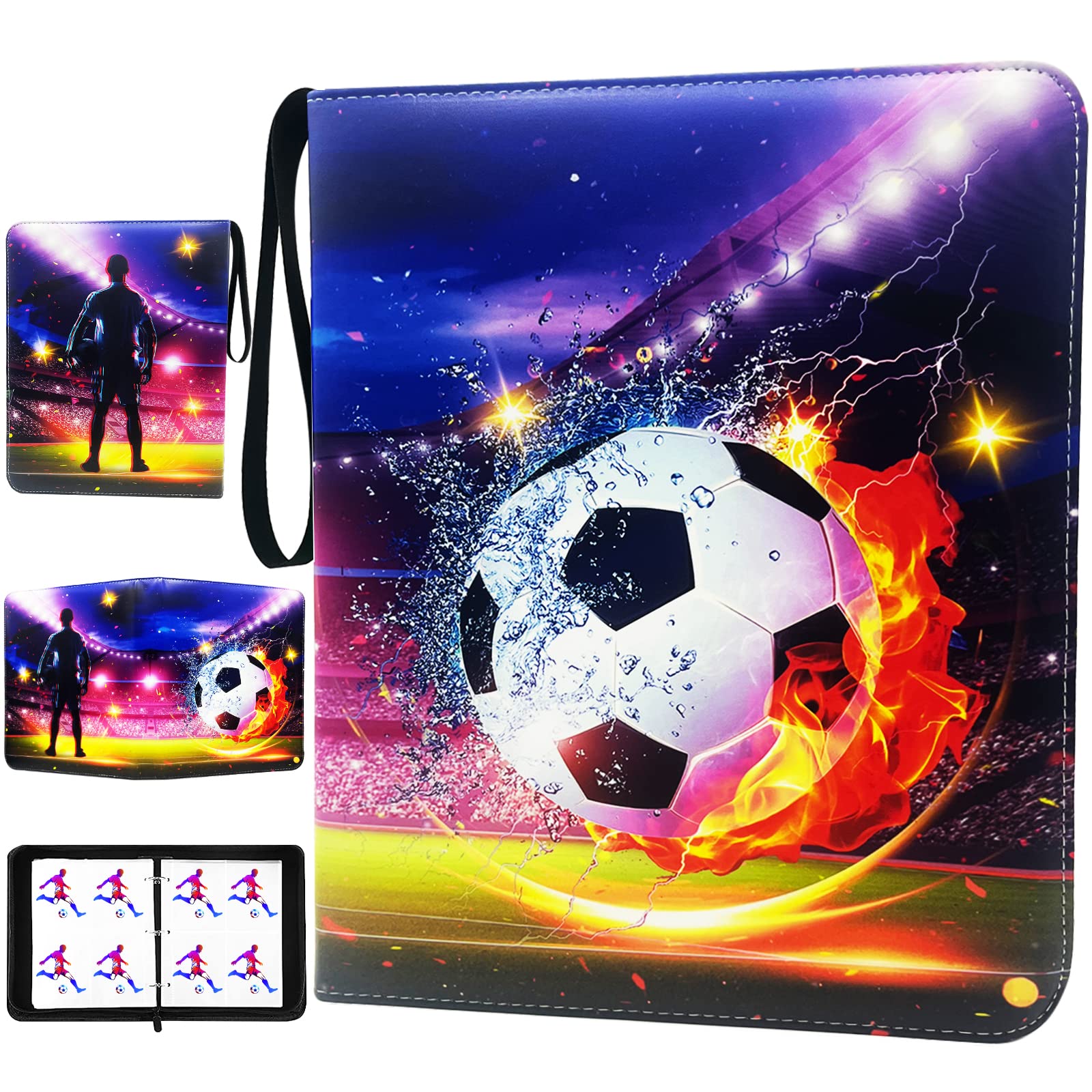 Amazon.com: Soccer Card Binder 4 Pocket, Trading Card Binder with ...