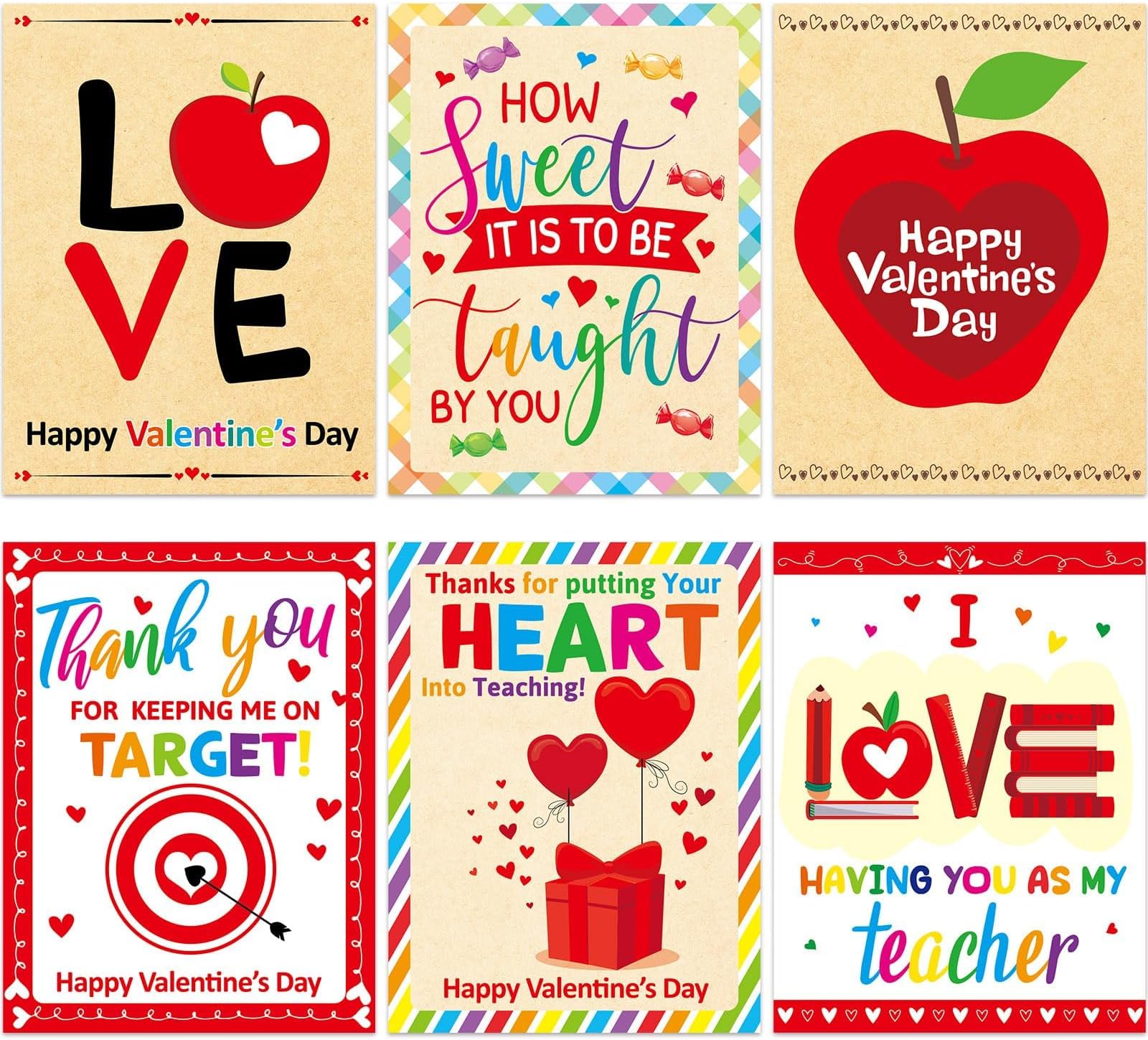 Amazon.com : WorldBazaar Teacher Valentines Day Cards with Envelopes 24 ...