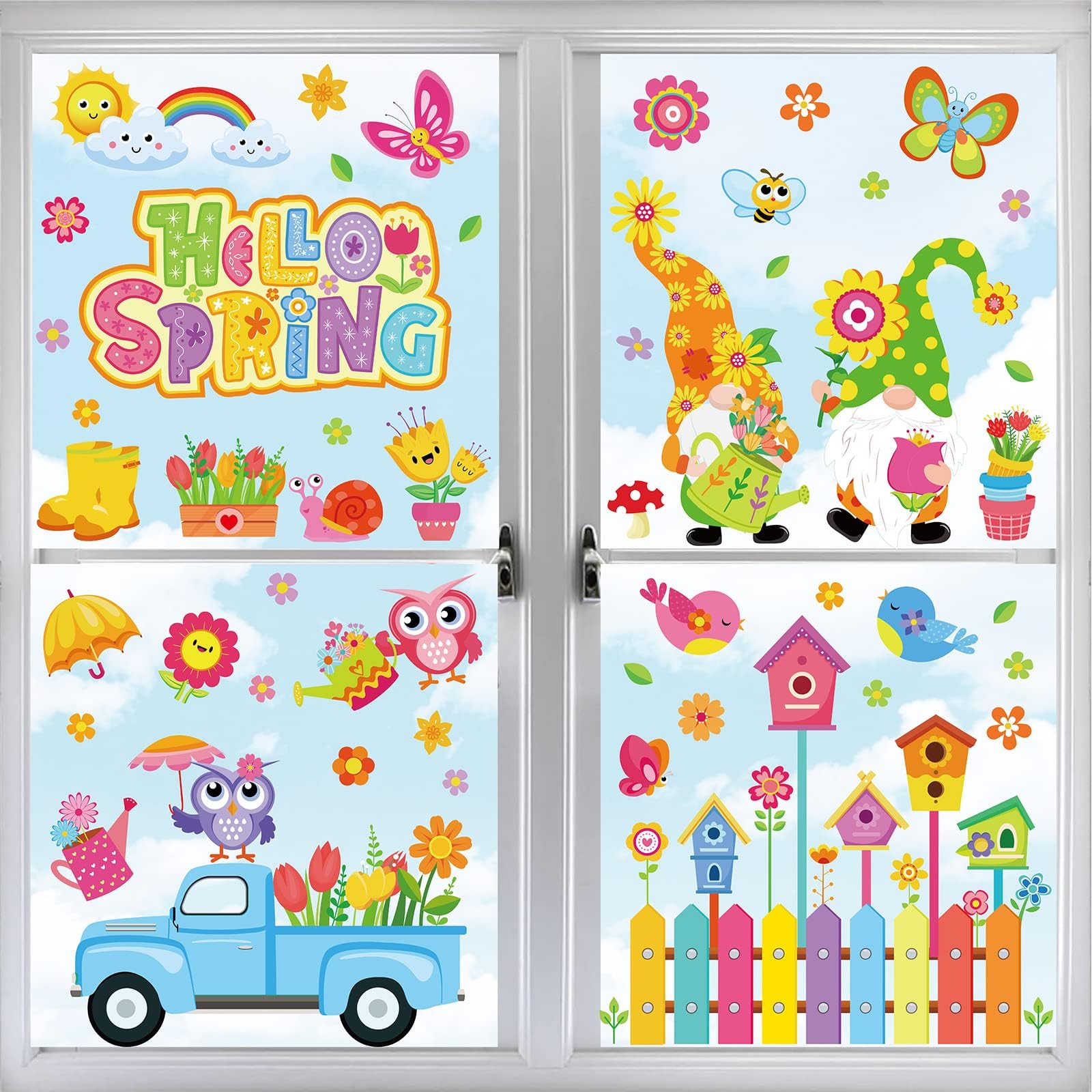 Amazon.com: 84 PCS Spring Window Clings Double Sided Butterfly Flower ...