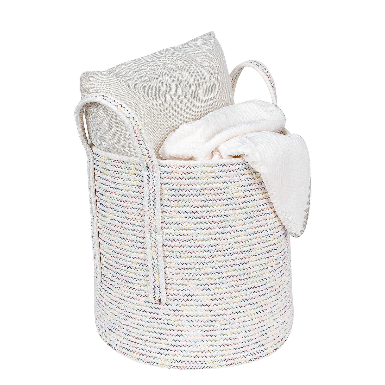 CubesLand Blanket Basket,Woven Rope Laundry Basket,Clothes Hamper for ...