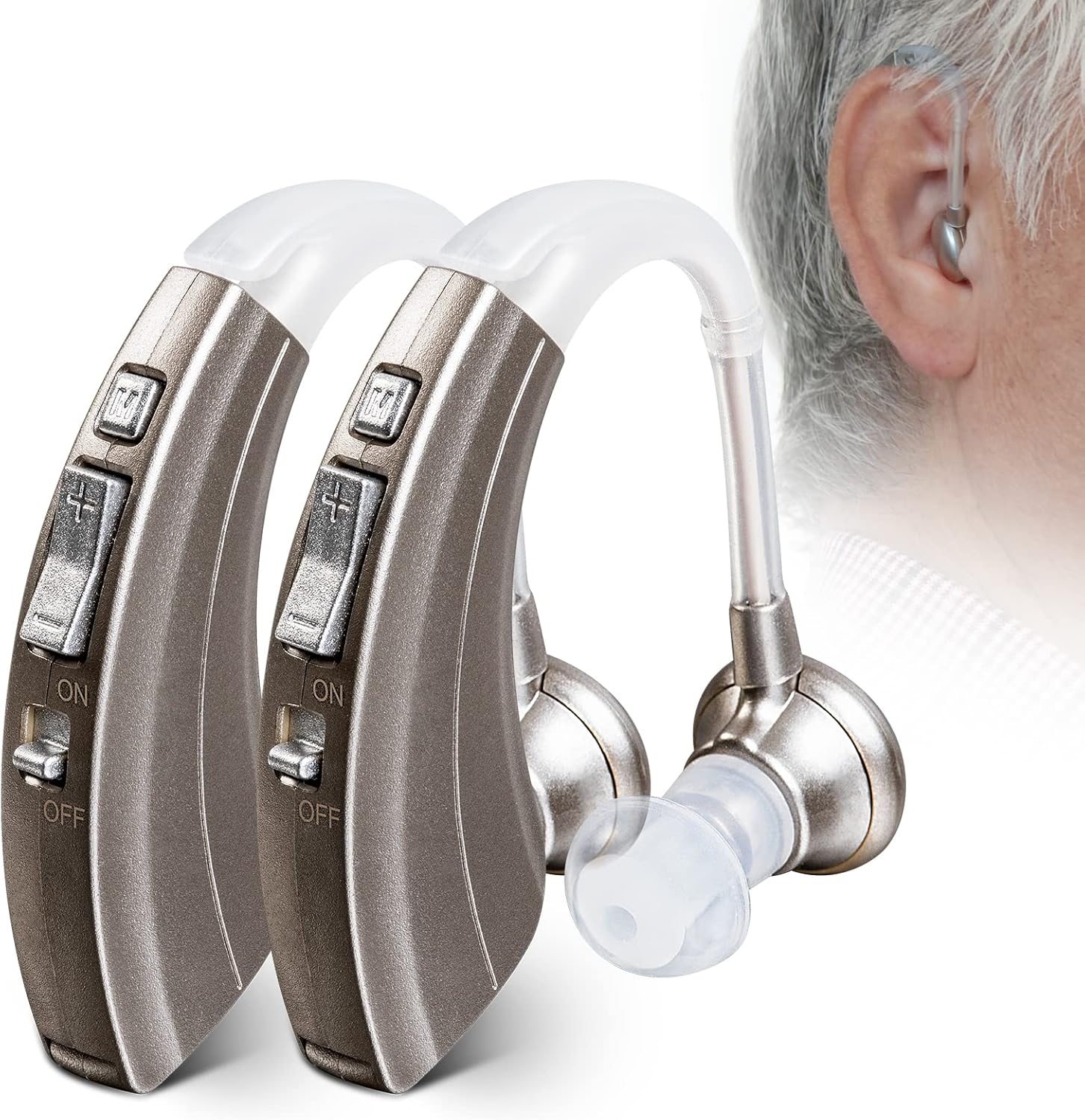 Amazon.com: Britzgo BHA-220D (2 Pack) Silver Hearing Amplifier, Modern ...