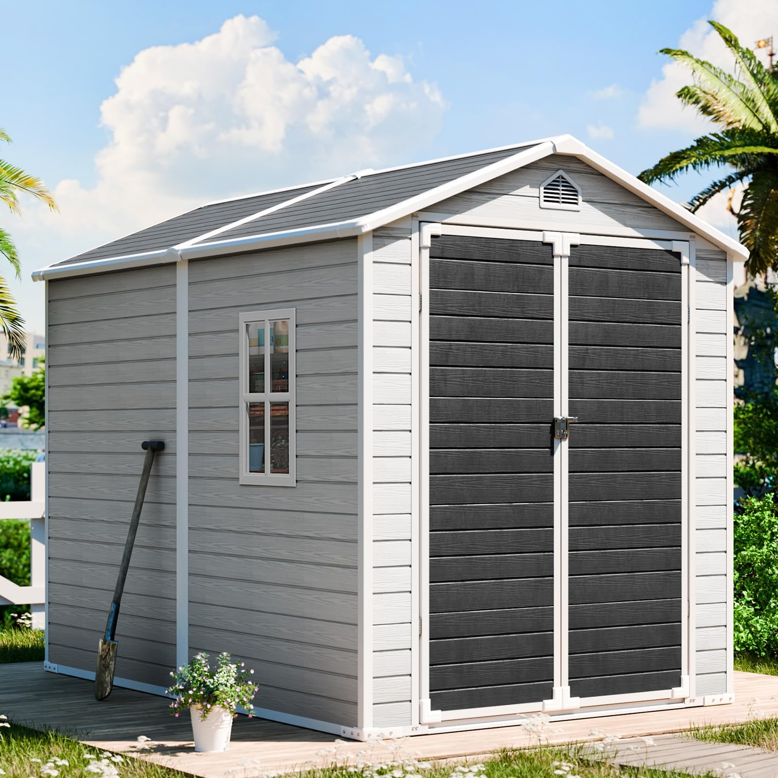 Amazon.com : CDCASA 8x6 FT Outdoor Storage Shed, Waterproof Large Resin ...