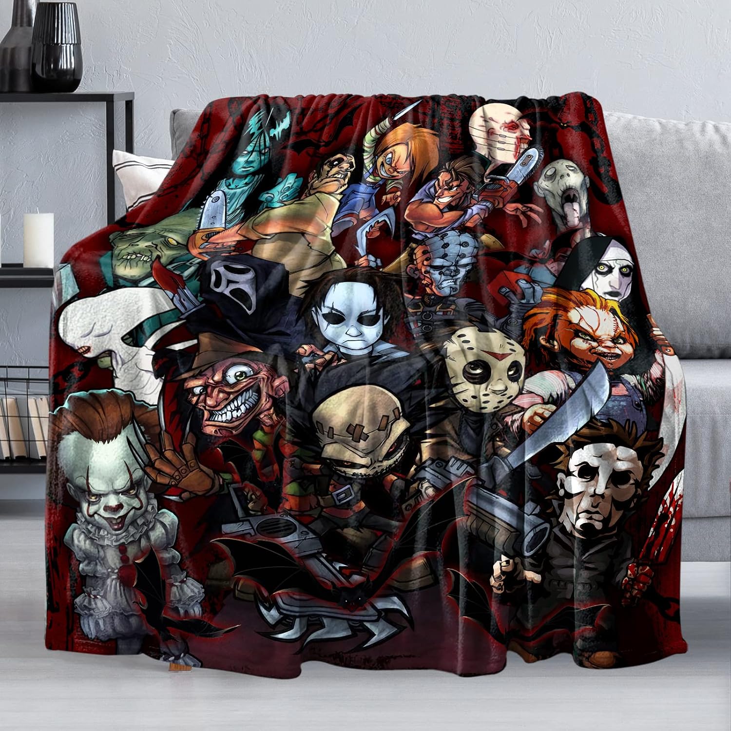 Amazon.com: Aozksog Horror Flannel Blanket Perfect Movies Throw ...