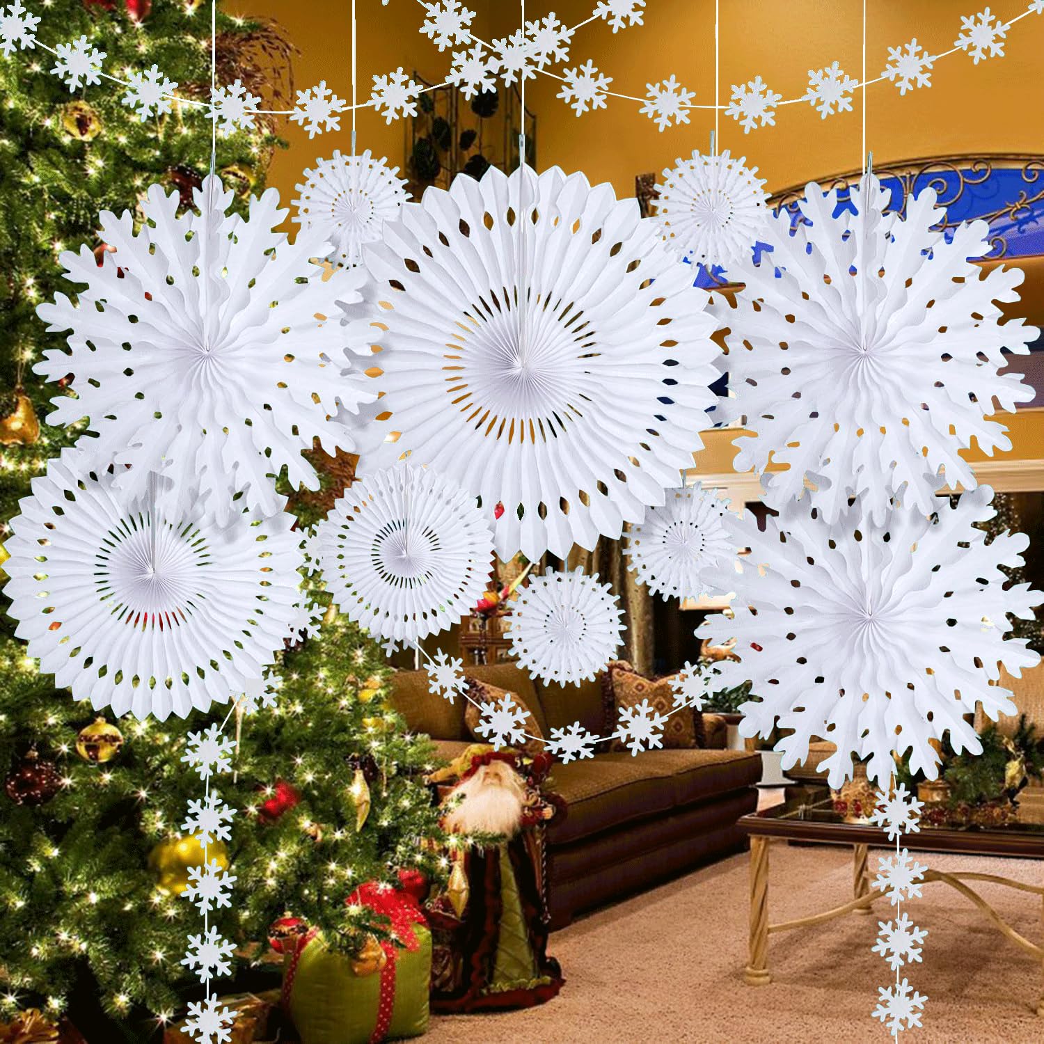 12 Pcs Christmas Paper Decorations, Winter Christmas Snowflake ...