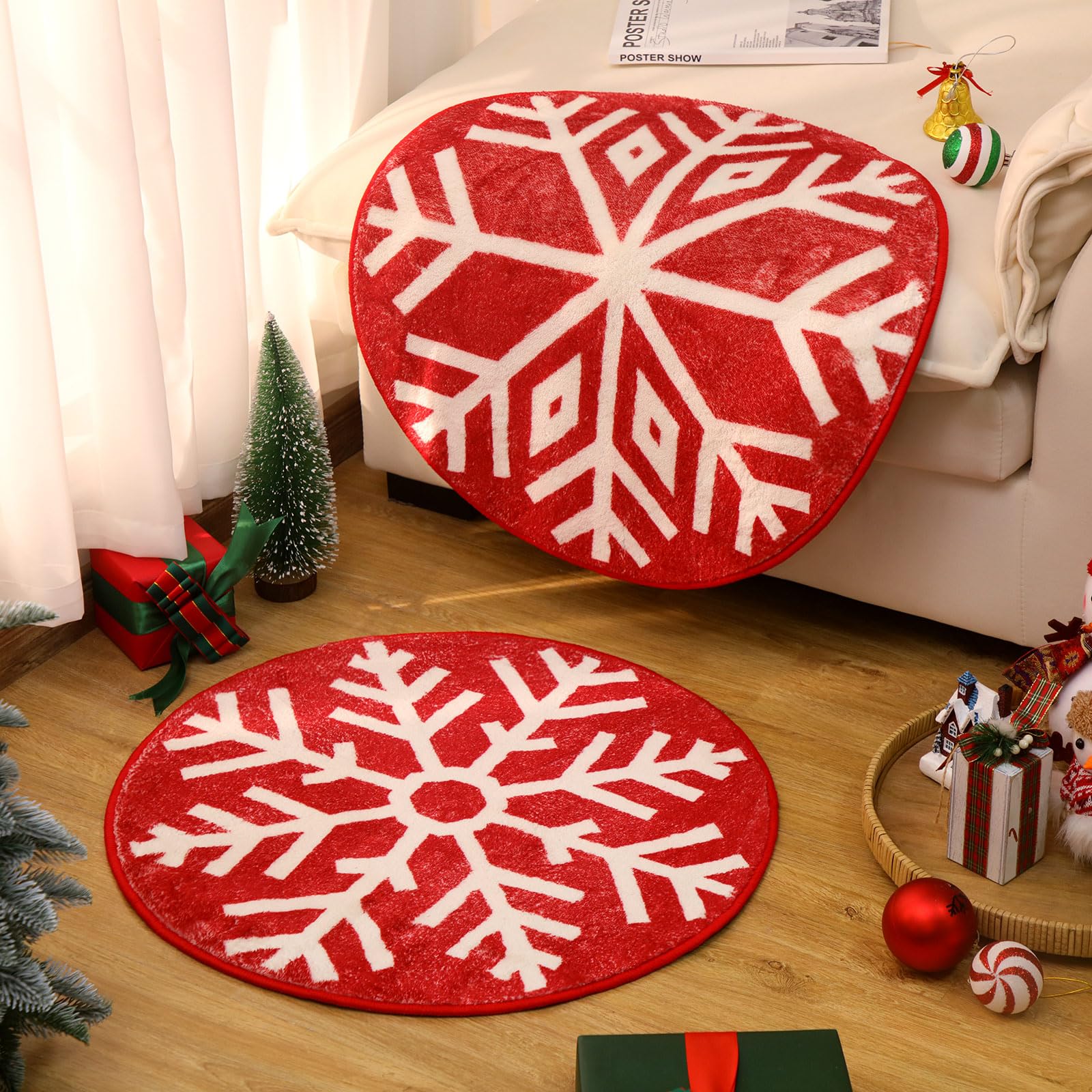 Amazon.com: Ceenna Christmas Kitchen Rugs Set of 2 Christmas Bathroom ...