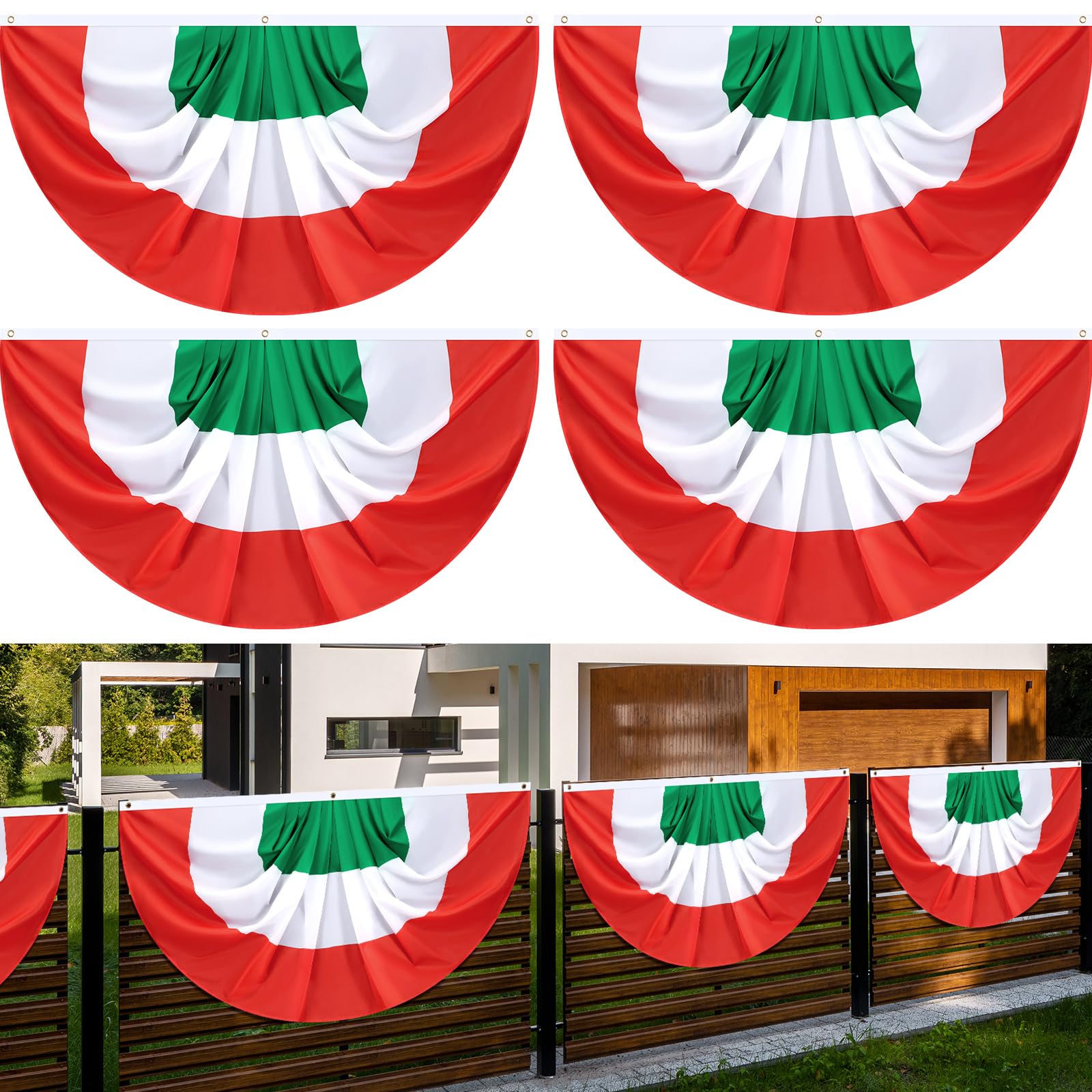 Amazon.com : Remagr 4 Pack 3 x 6 ft Italy Pleated Fan Flag Italian ...