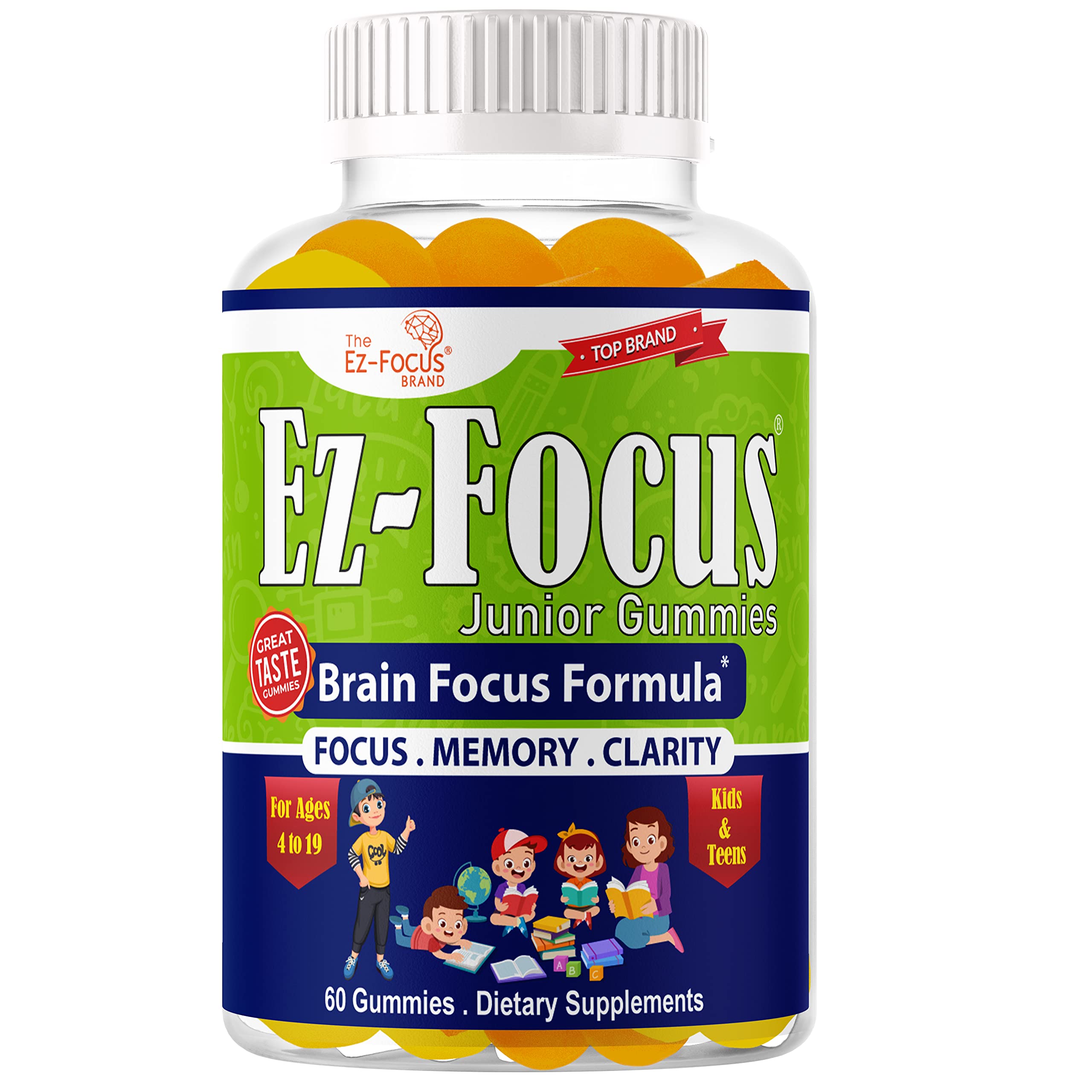 Amazon.com: Ez-Focus Junior Brain Vitamins & Memory Supplements for ...