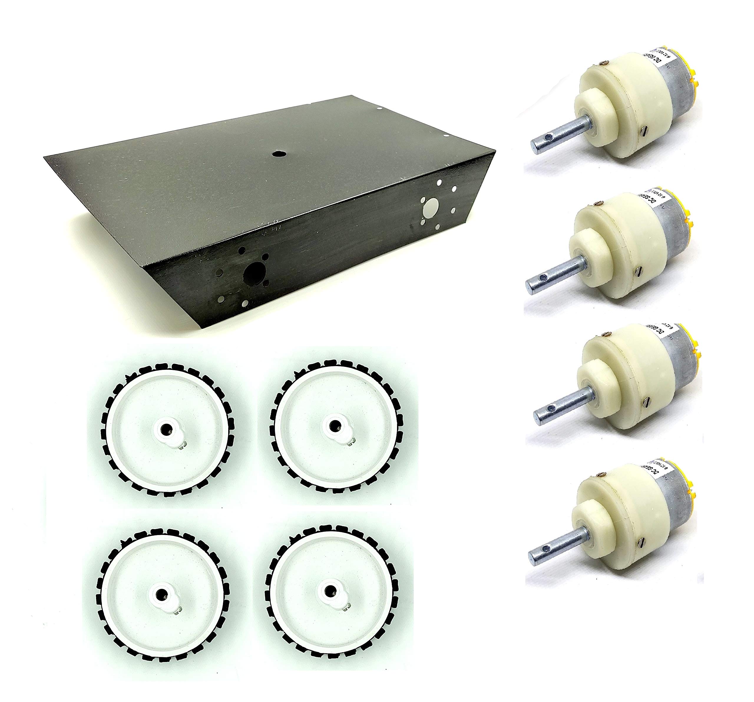 INVENTO 4 Wheel Car Kit Metal Chassis 260x130x45mm + 1000 RPM DC Motor ...