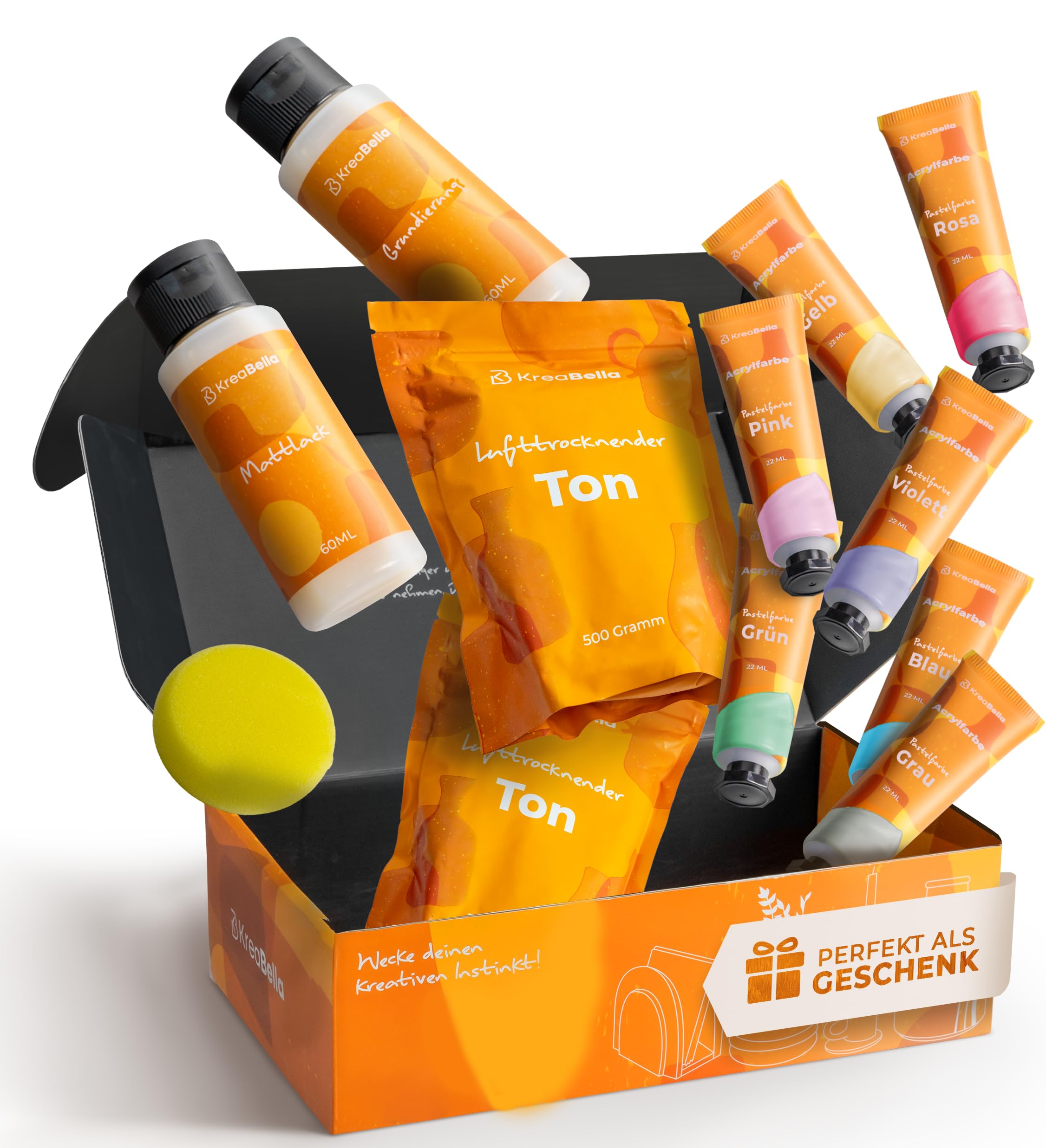 KreaBella Töpferset - DIY töpfern für Zuhause, Lufttrocknender Ton zum ...