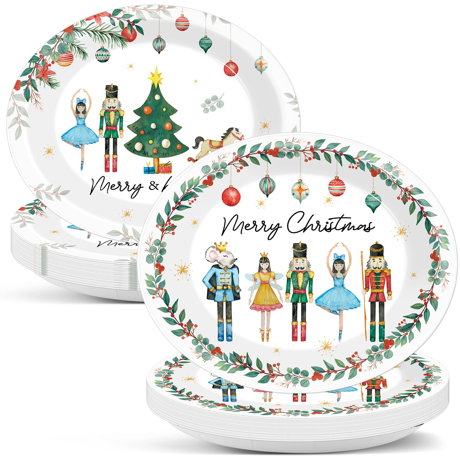 Amazon.com: 50Pcs Nutcrackers Oval Plates 11 Inch Large Christmas ...