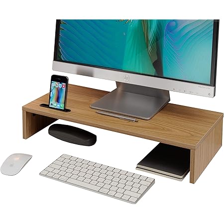 TTAP Oak Wood Monitor Stand/TV Desk Stand/PC Monitor Riser/Desk ...