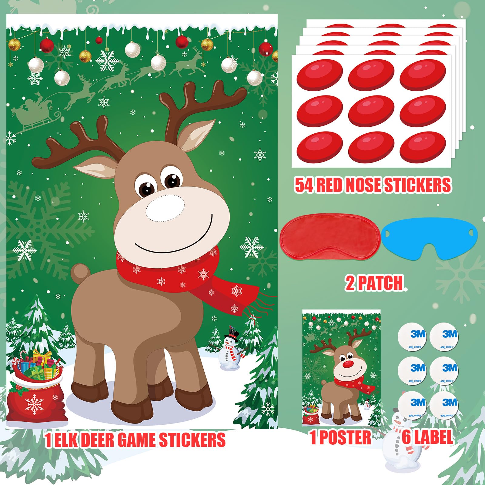 Snapklik.com : Abilat Pin The Nose On The Reindeer Christmas Party Game