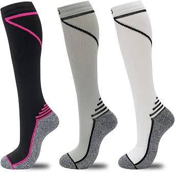 Amazon.com: fenglaoda Compression Socks Women 20-30 mmHg 6 Pairs,Knee ...